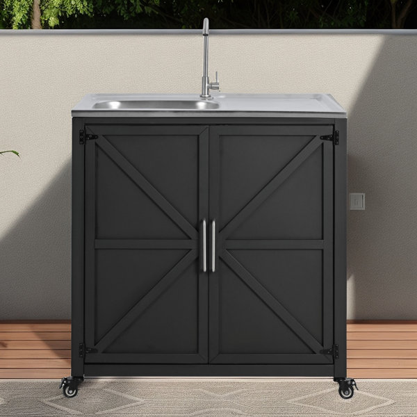Modern Luxe Furniture Modular Outdoor Kitchen Sink With Cabinet | Wayfair