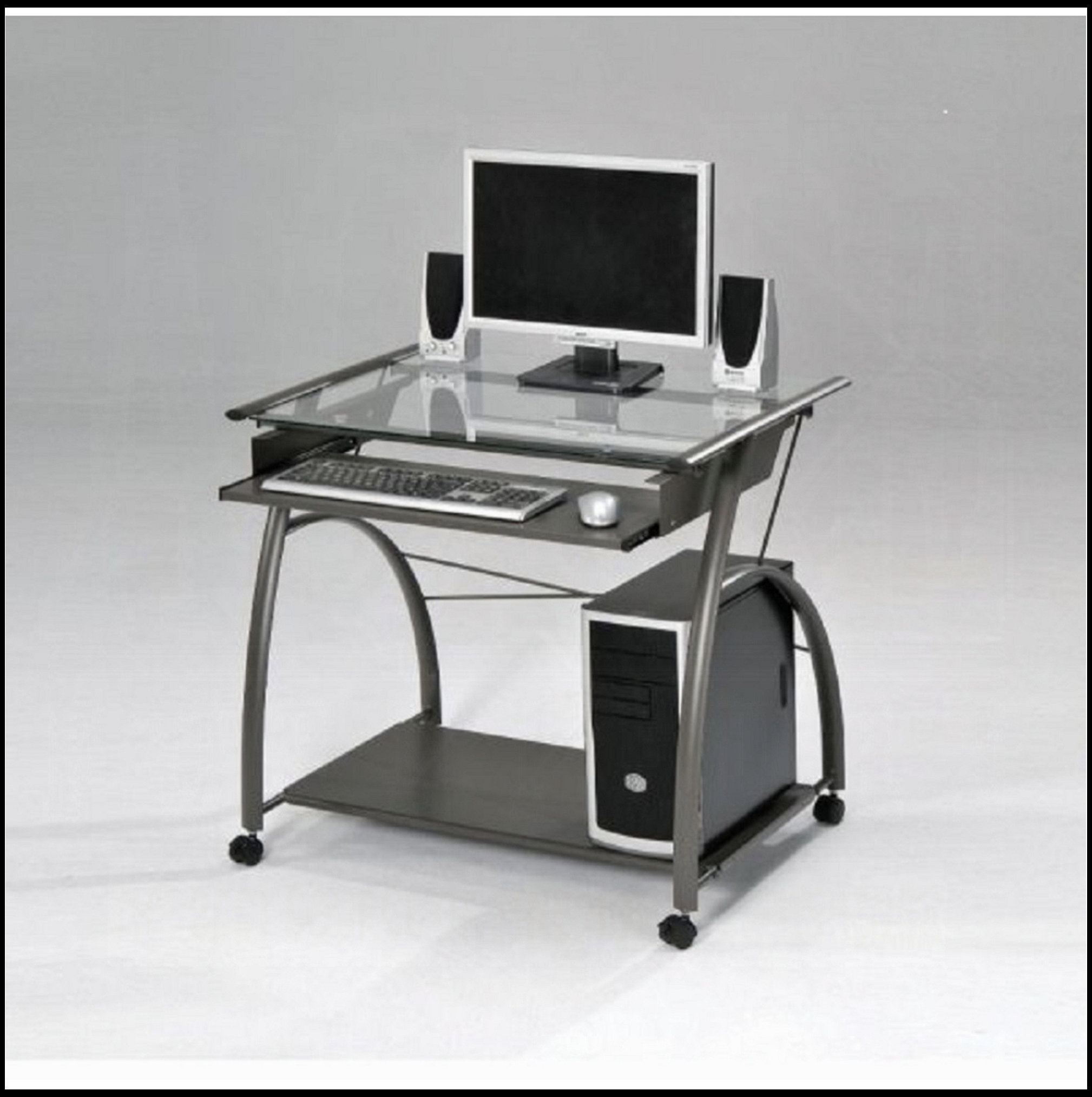 Inbox Zero Pewter Finish Computer Desk | Wayfair