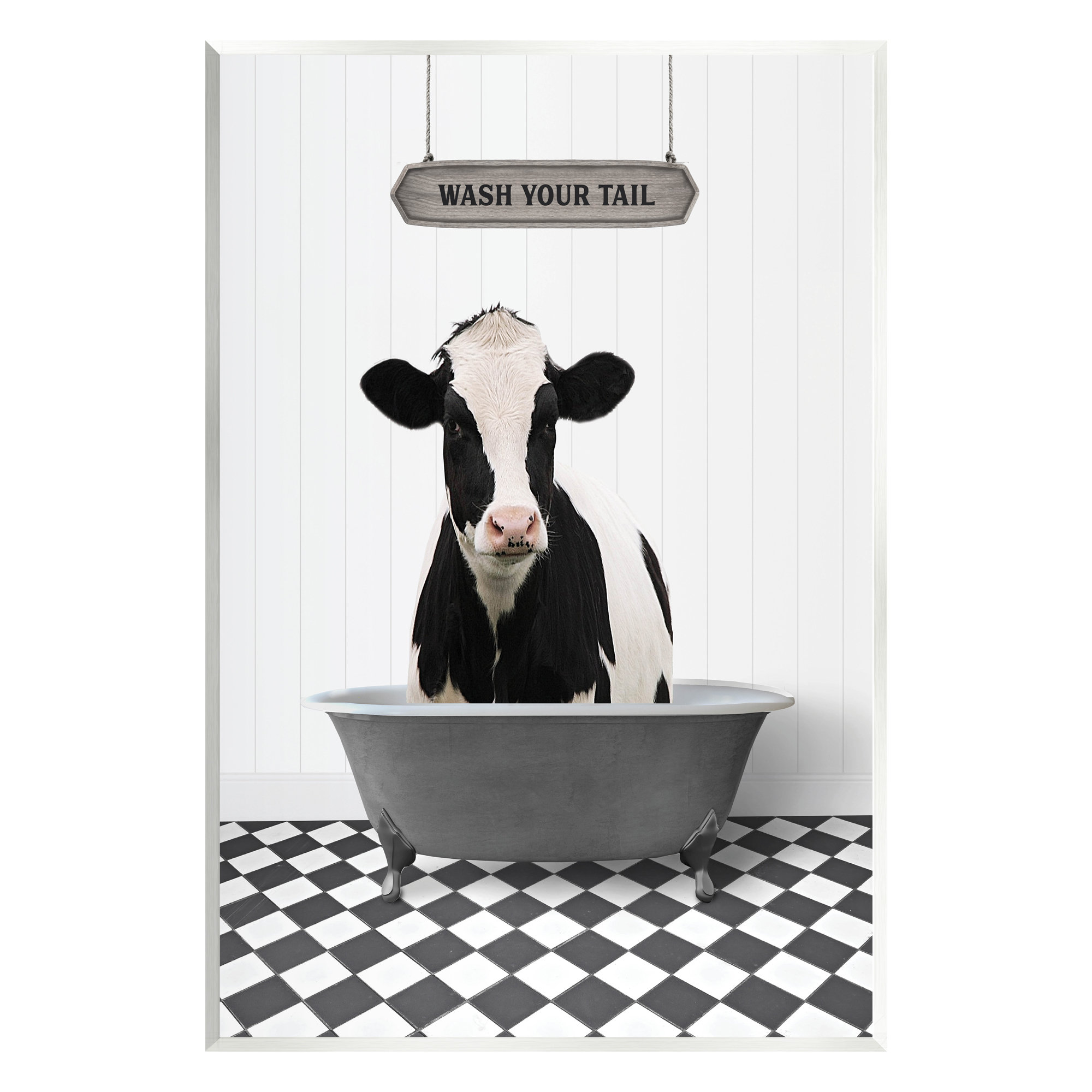 Stupell Industries Wash Your Tail Bathroom On MDF by Lettered And Lined ...