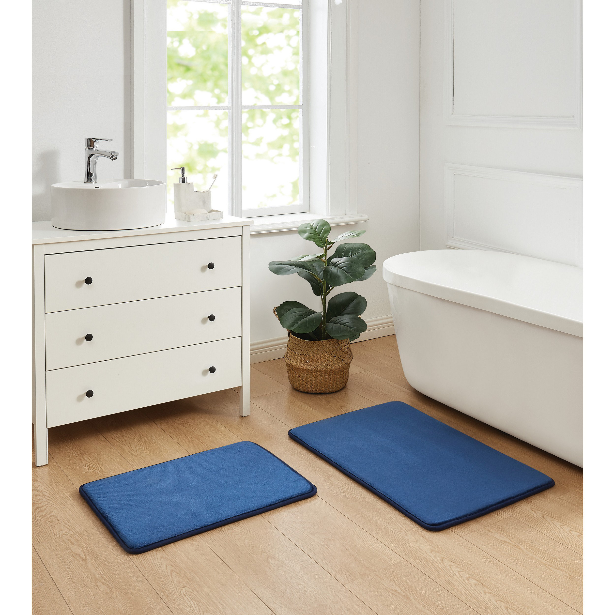 Ebern Designs Solid Color Bath Rug Set & Reviews | Wayfair