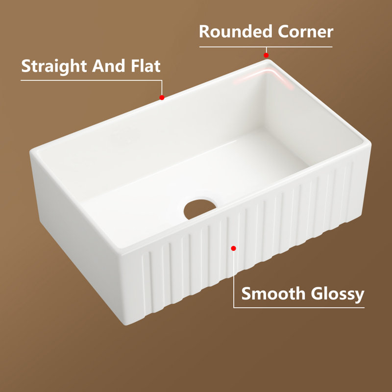 SMARTLET Single Bowl Ceramic Kitchen Sink | Wayfair