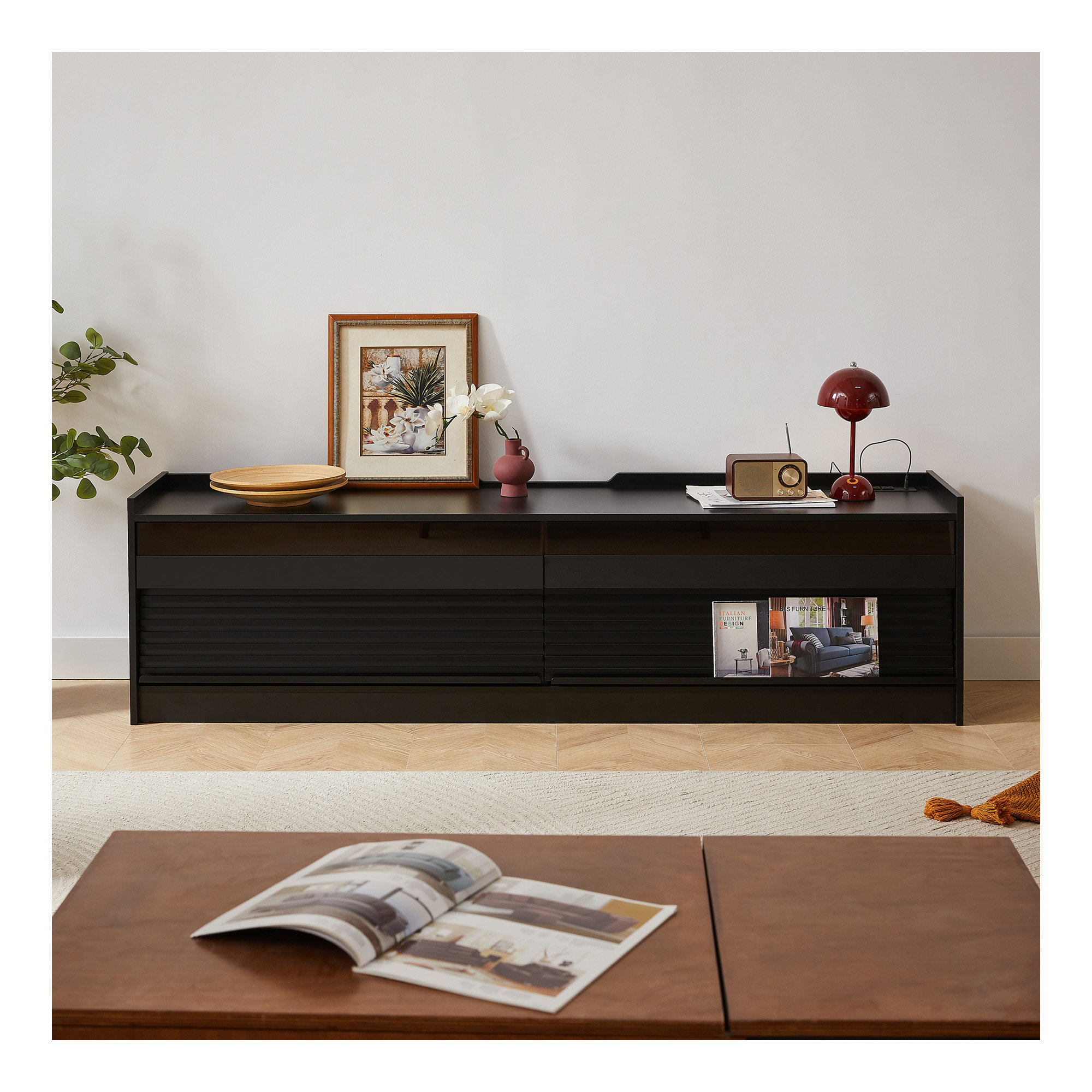 George Oliver Mirod Modern TV Stand With Ample Storage,4 Drawer Design ...