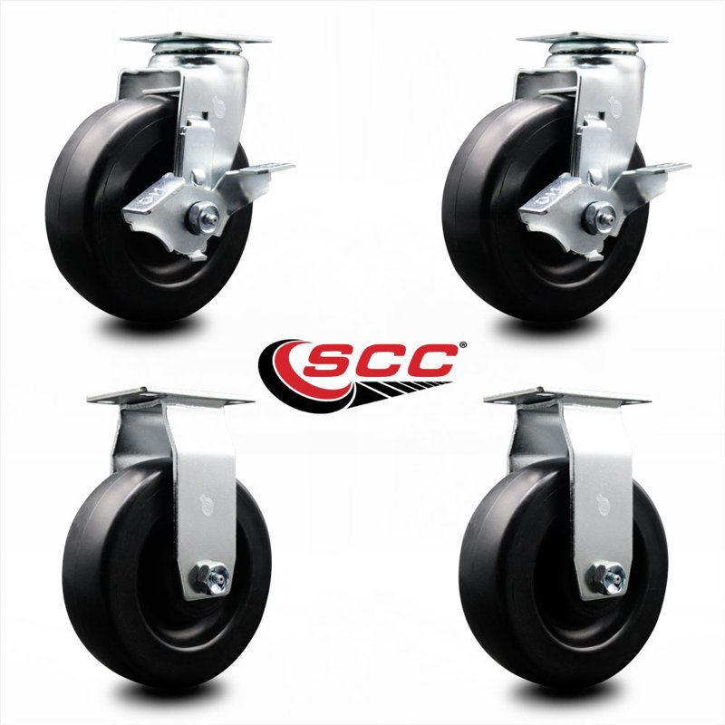 Service Caster 4 Piece Polyolefin Ball Bearing Caster Set with 2 Brakes ...