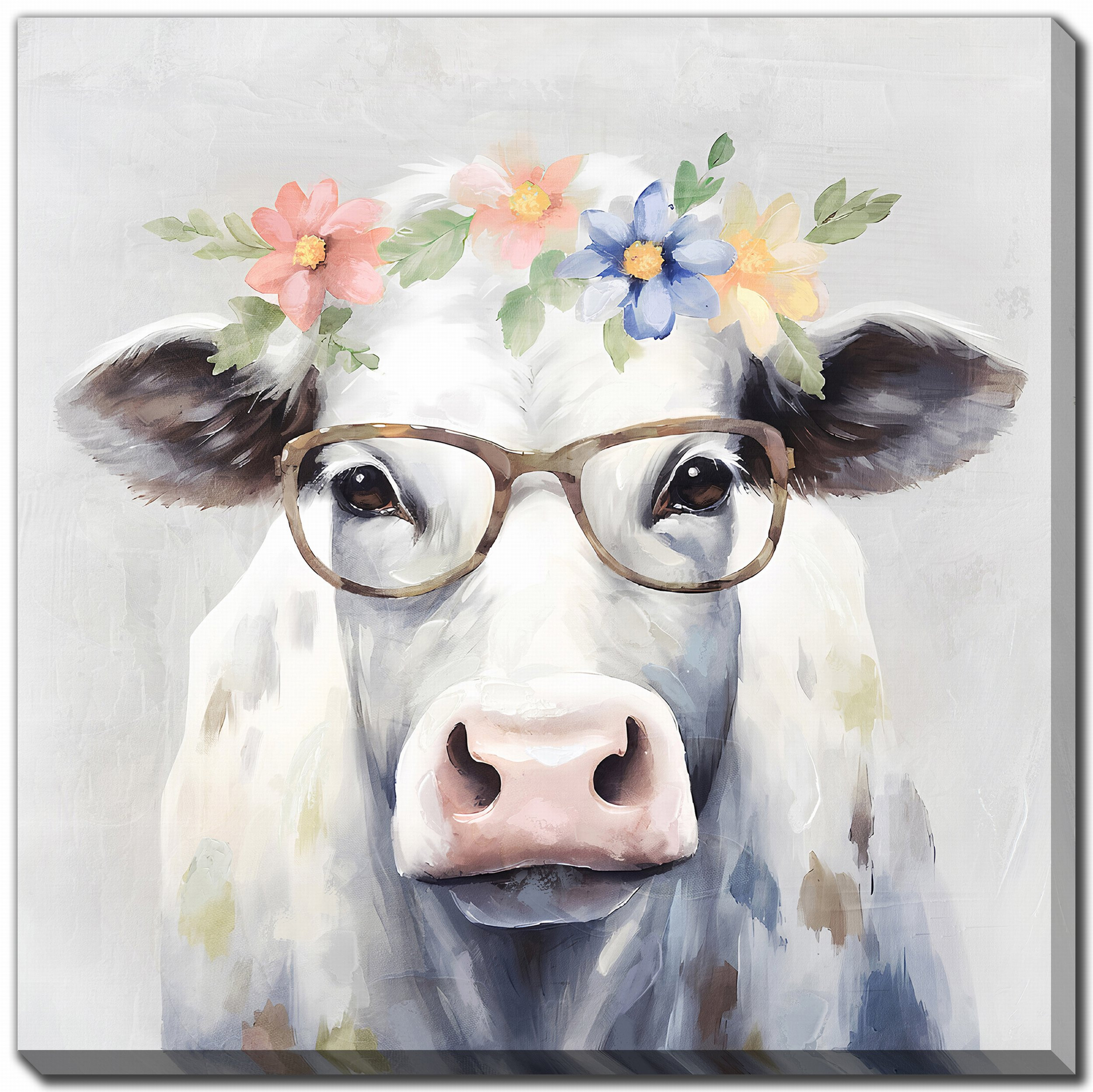 August Grove® Garland Cow II Canvas Wall Art | Wayfair