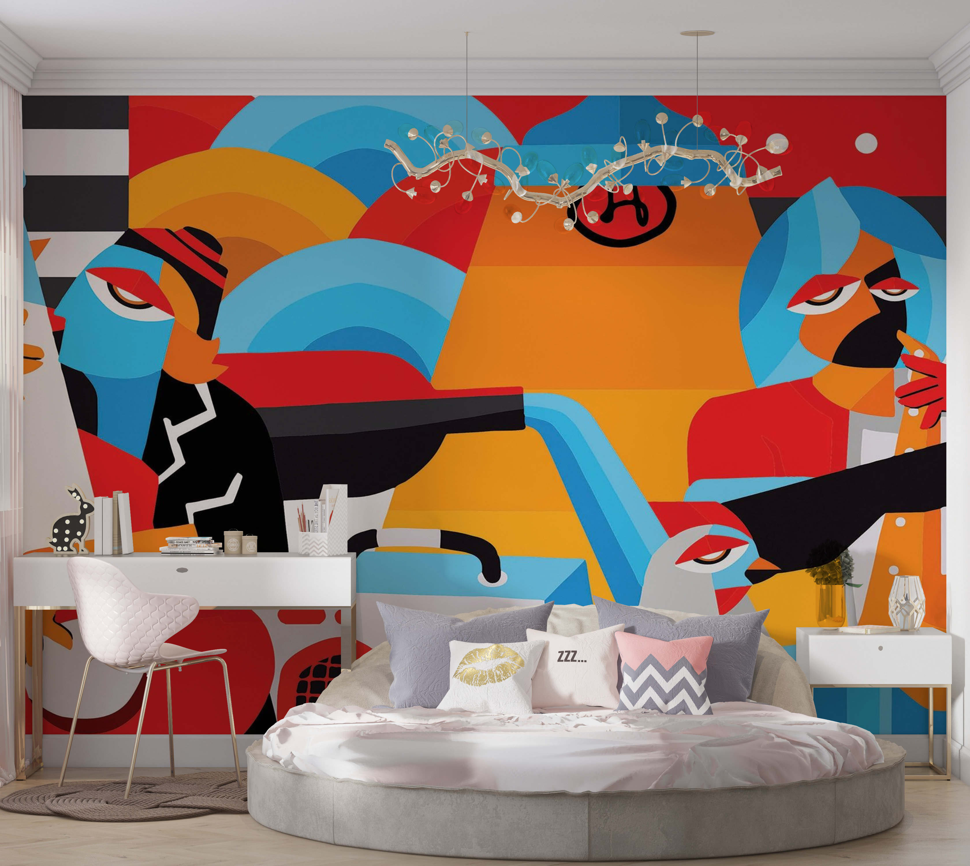 Orren Ellis Premium Peel & Stick Wall Mural - Abstract Jazz Band | Wayfair