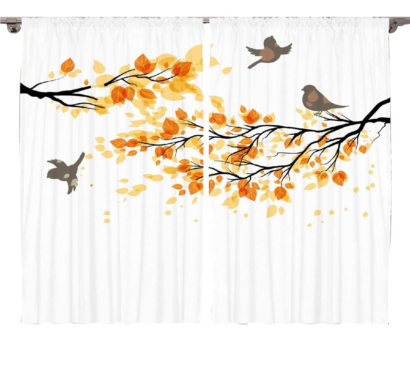 Frifoho 2 Piece Fall Curtains, Pastel Colored Autumn Composition w ...