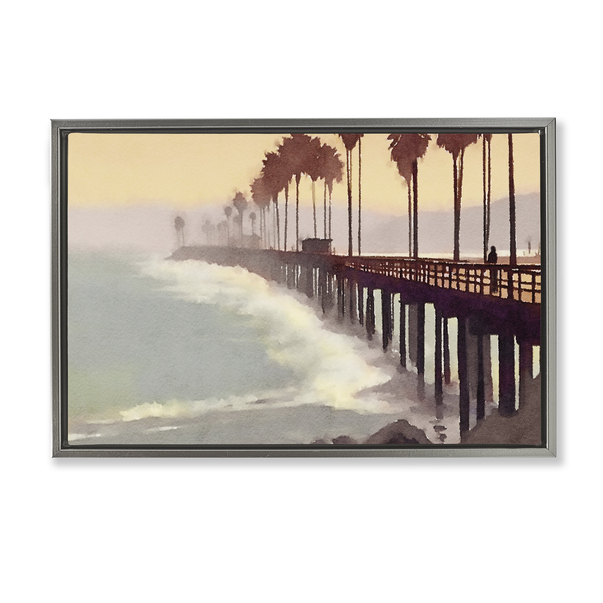 Beachcrest Home™ Sunrise At The Pier Framed Floater Canvas by Noah Bay ...