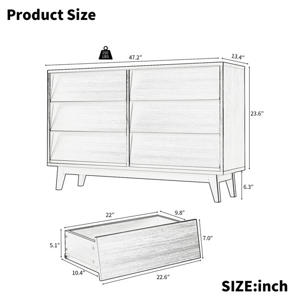 Red Barrel Studio Brown , 6 Drawer Double Dresser, Vintage - Style ...