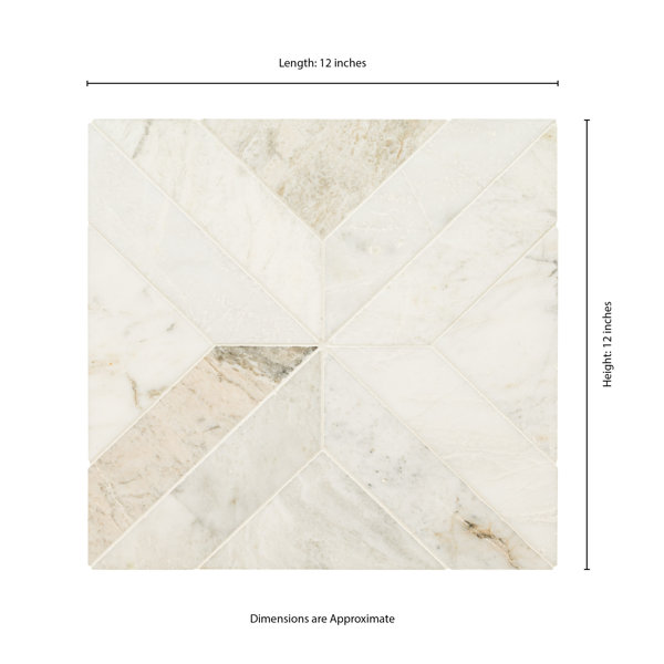 Ackland Castella de Blanc Elyx 12 in. x 12 in. Honed Marble Mosaic ...
