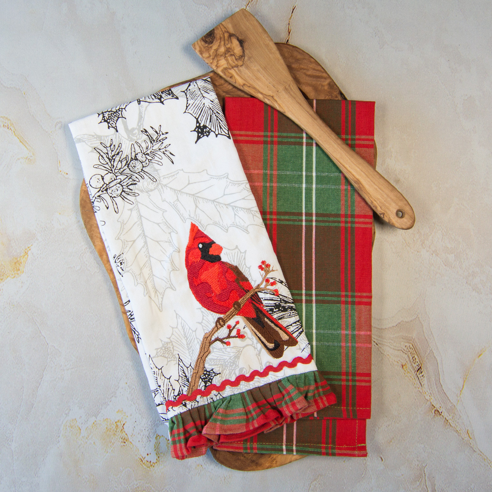 The Holiday Aisle® Winter Cardinal Two Tea Towel Set | Wayfair
