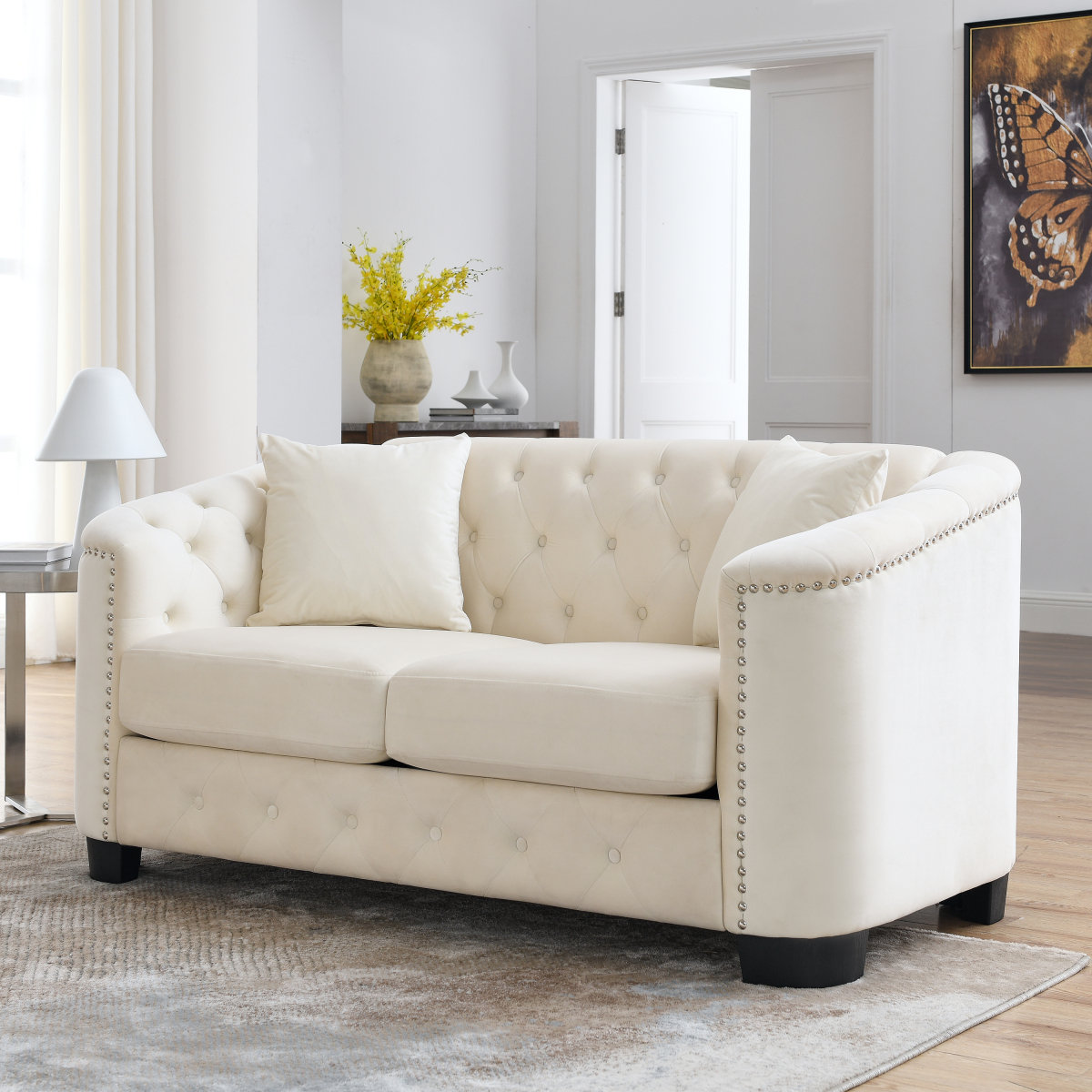 Latitude Run® 59- Chesterfield Velvet Sofa, 2-Seater Sofa, Upholstered ...