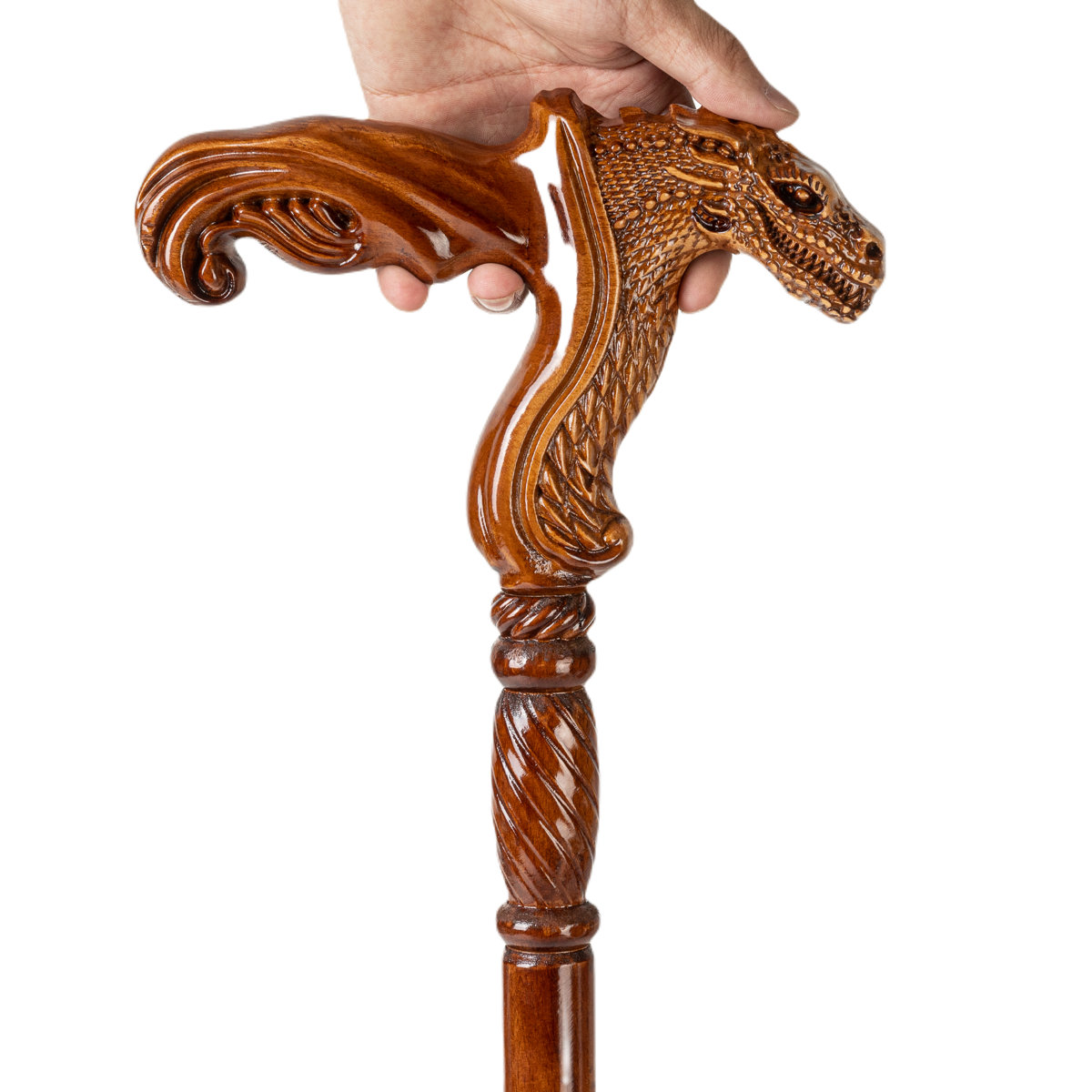 Alcott Hill® Hand Carved Wooden Walking Cane With Ergonomic Handle And ...