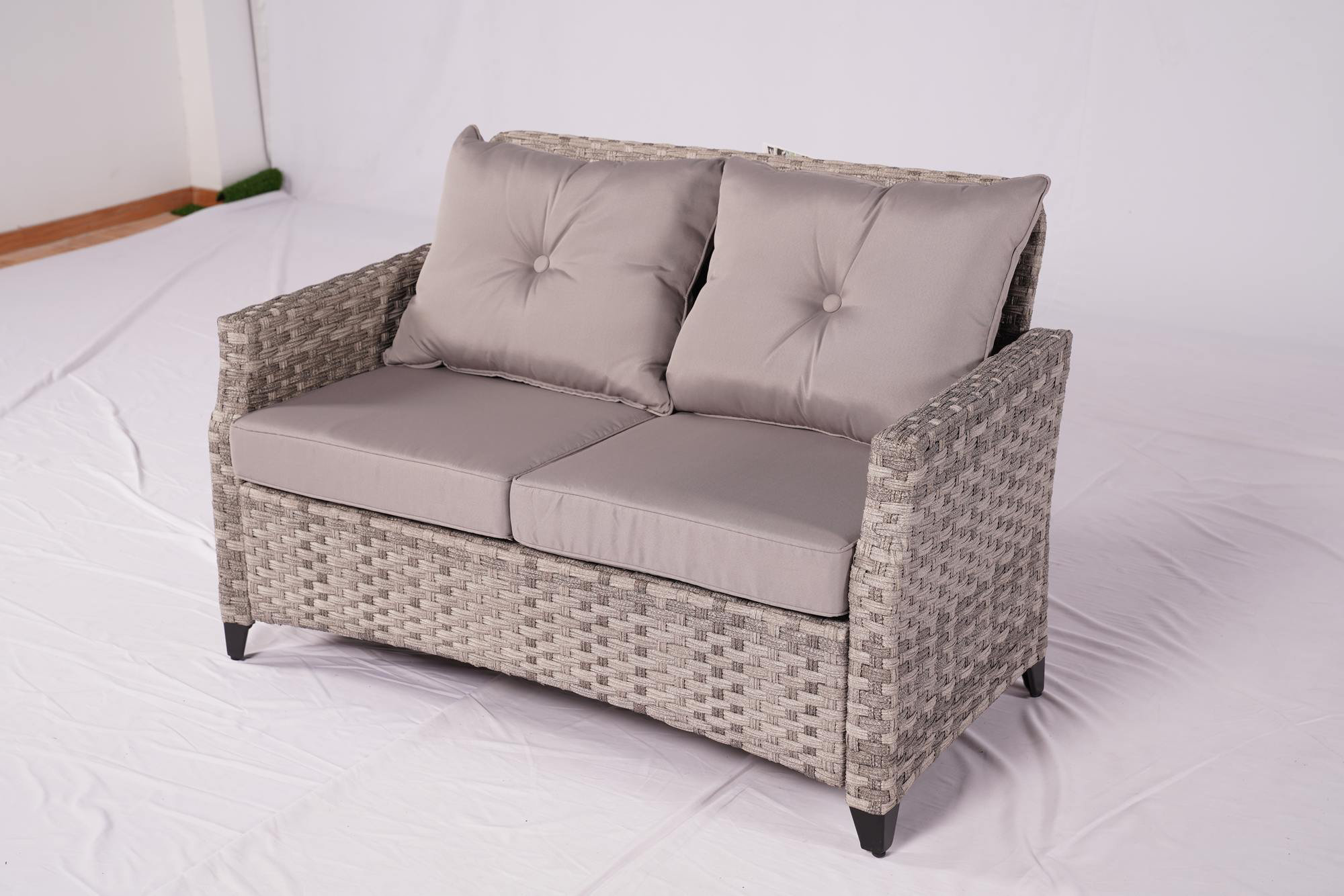 Red Barrel Studio Woodrum 50" Wide Outdoor Wicker Loveseat with ...