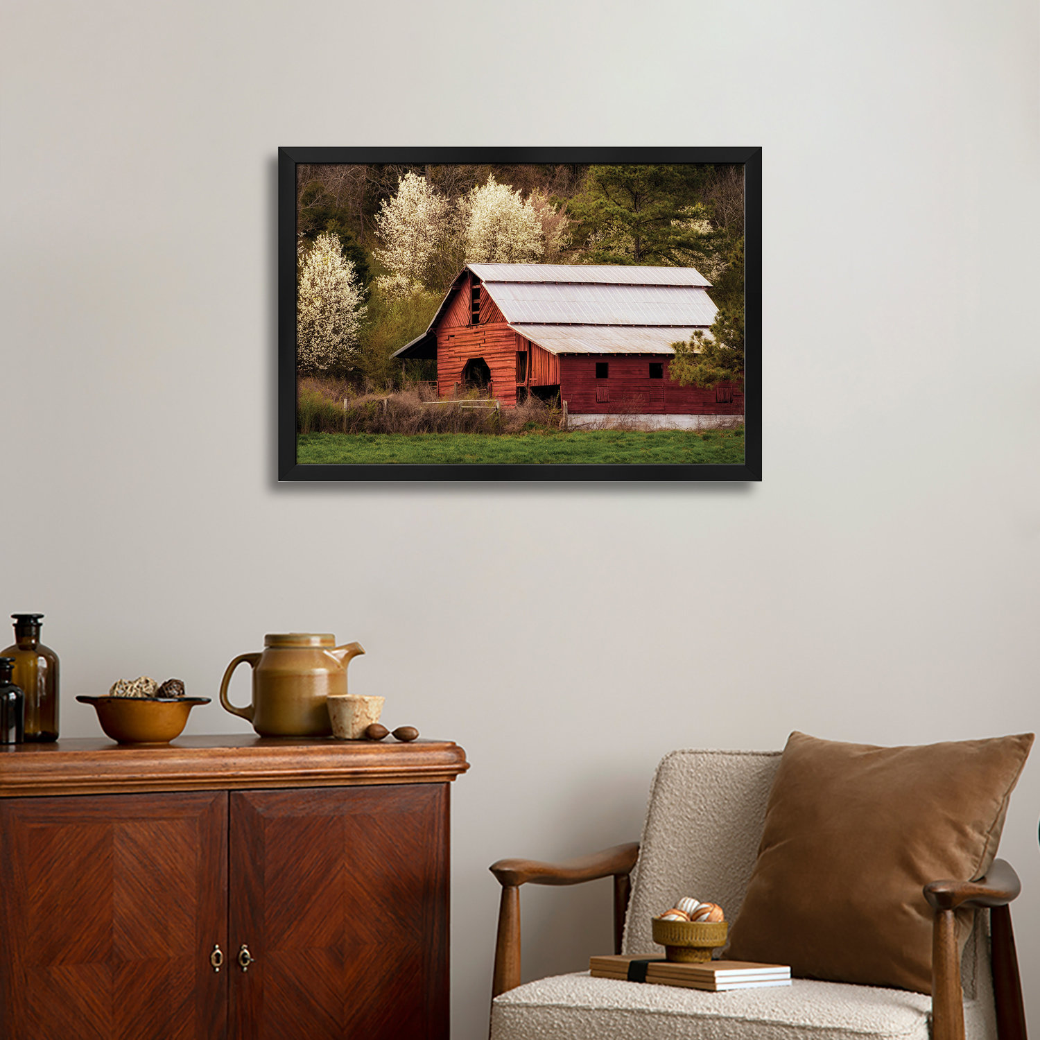 Latitude Run® Skylight Red Barn Premium Framed Poster by Andy Amos ...
