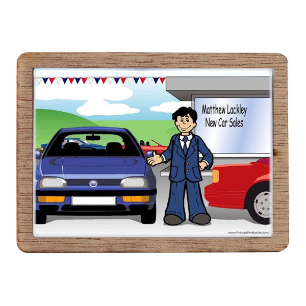 Printed Perfection Personalized Car Sales Male Wooden Magnet - Great ...