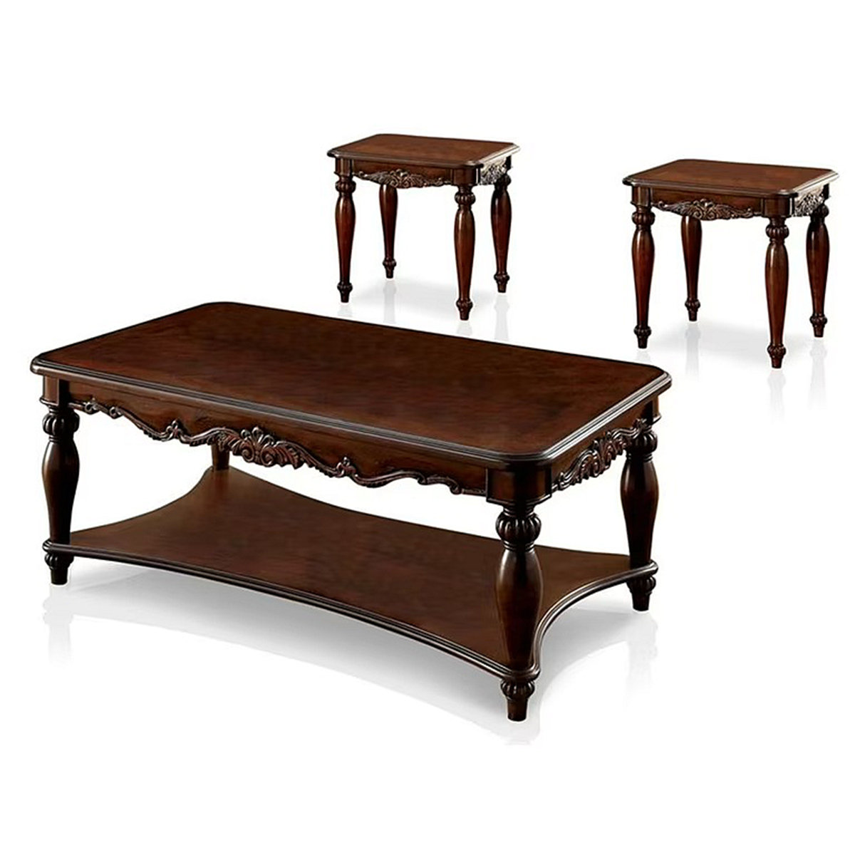 Bloomsbury Market Traditional Style 3Pc Coffee Table Intricate Design ...