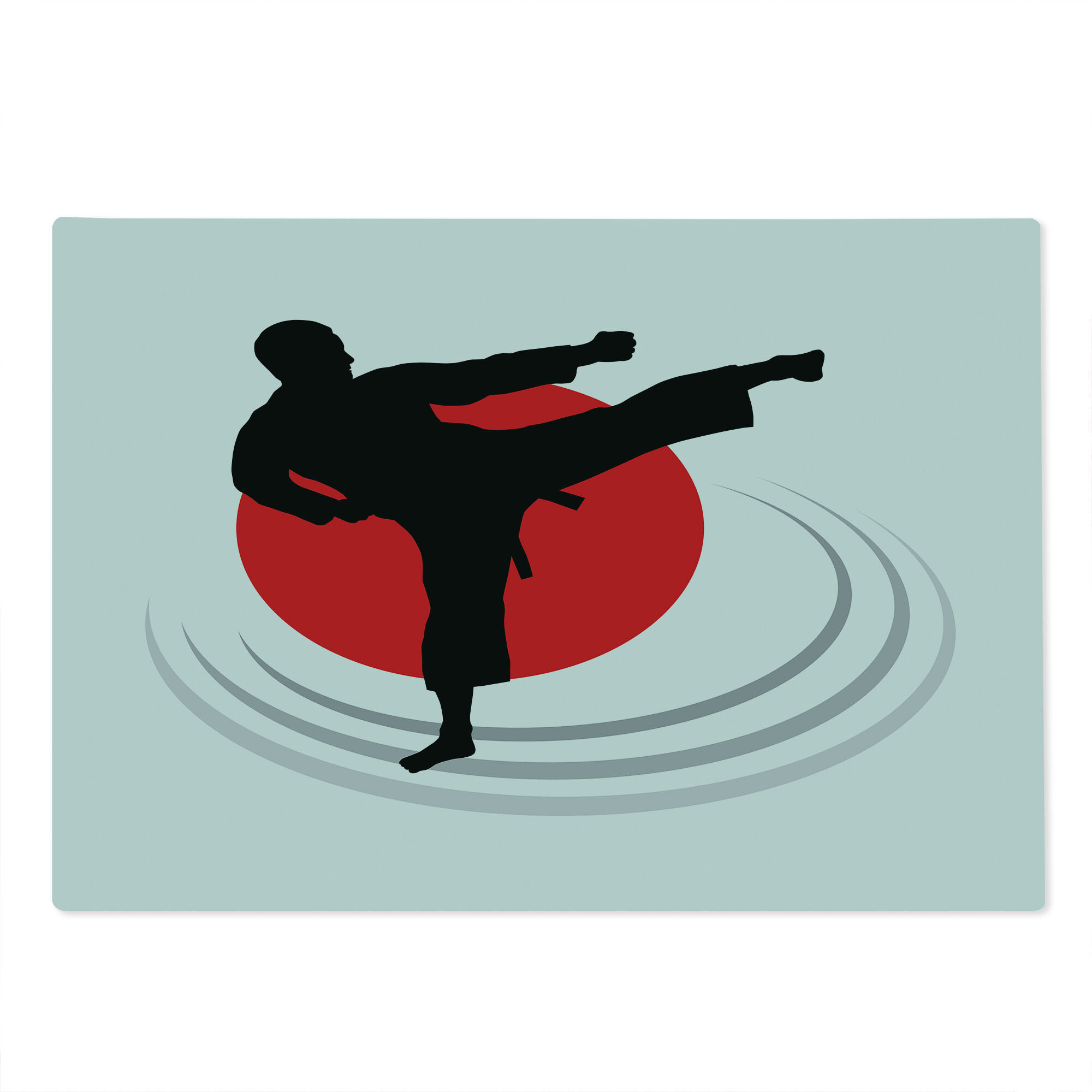 Ambesonne Kung Fu Cutting Board Large Size Man Karate Kick Silhouette ...