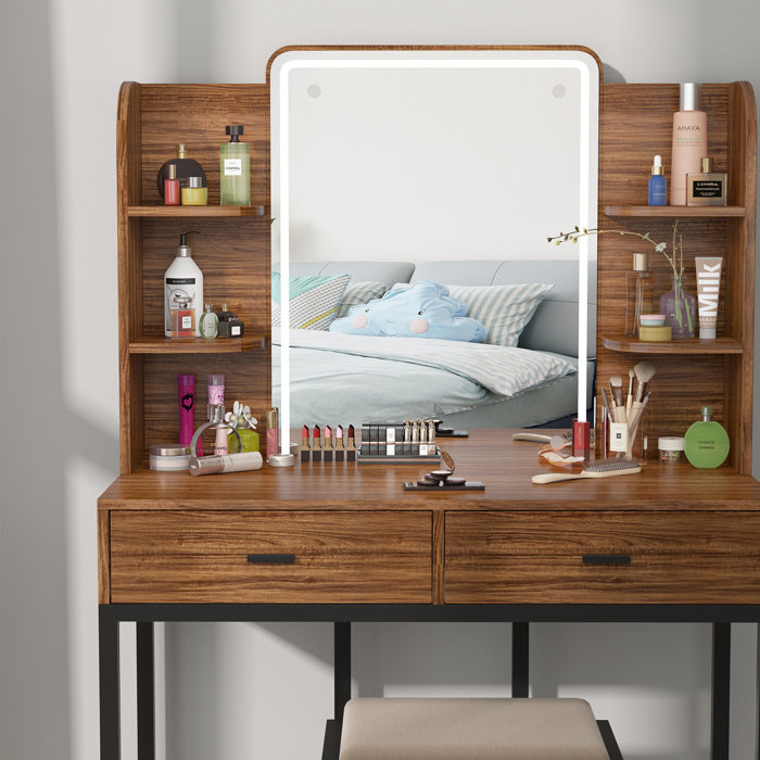 17 Stories Vanity Set with Lighted Mirror & Reviews | Wayfair