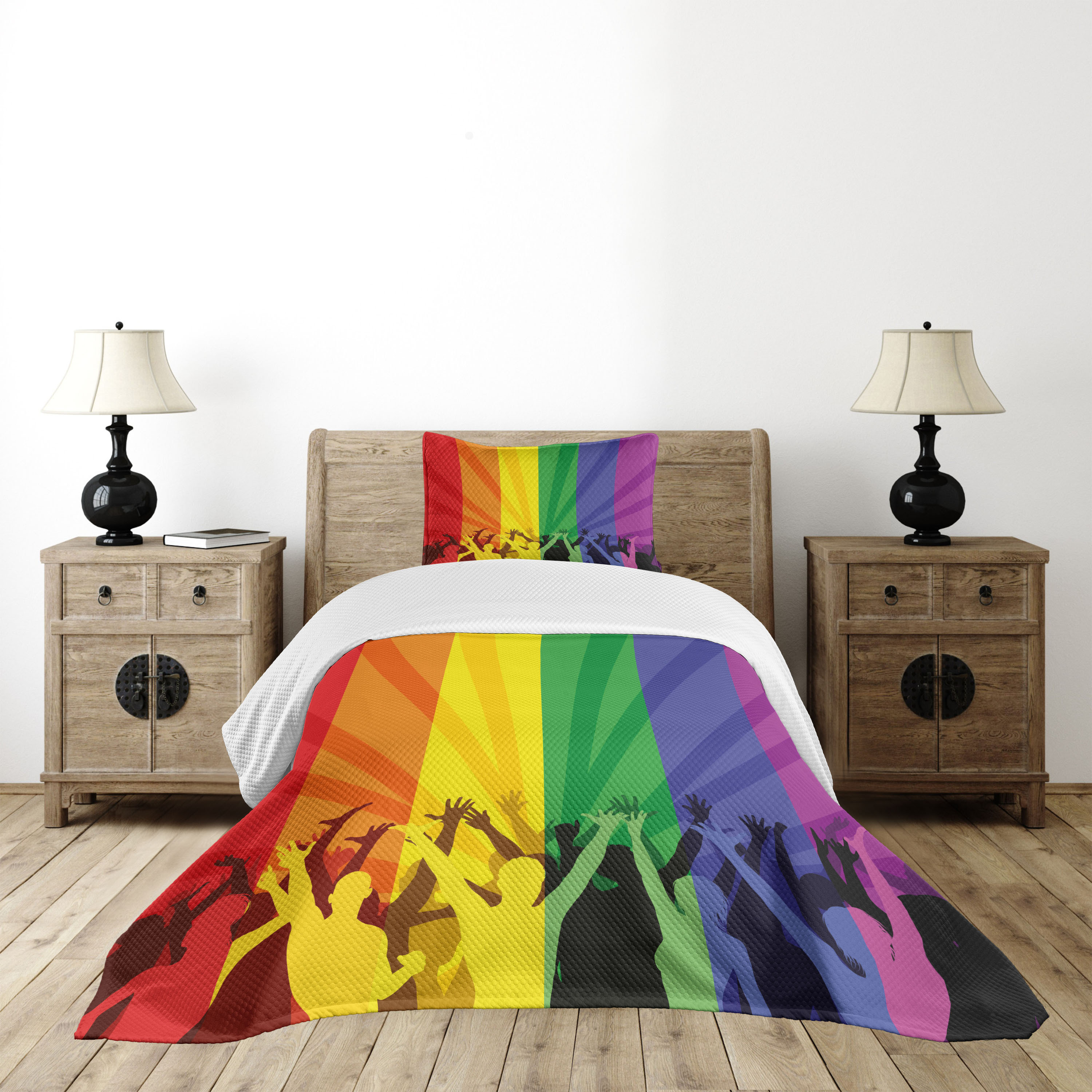 Ambesonne Pride Bedspread Set People Celebrating Event Multicolor | Wayfair