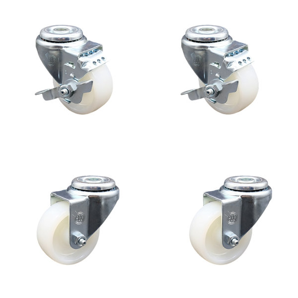 Service Caster Nylon Swivel Bolt Hole Caster Set with 2 Brakes | Wayfair