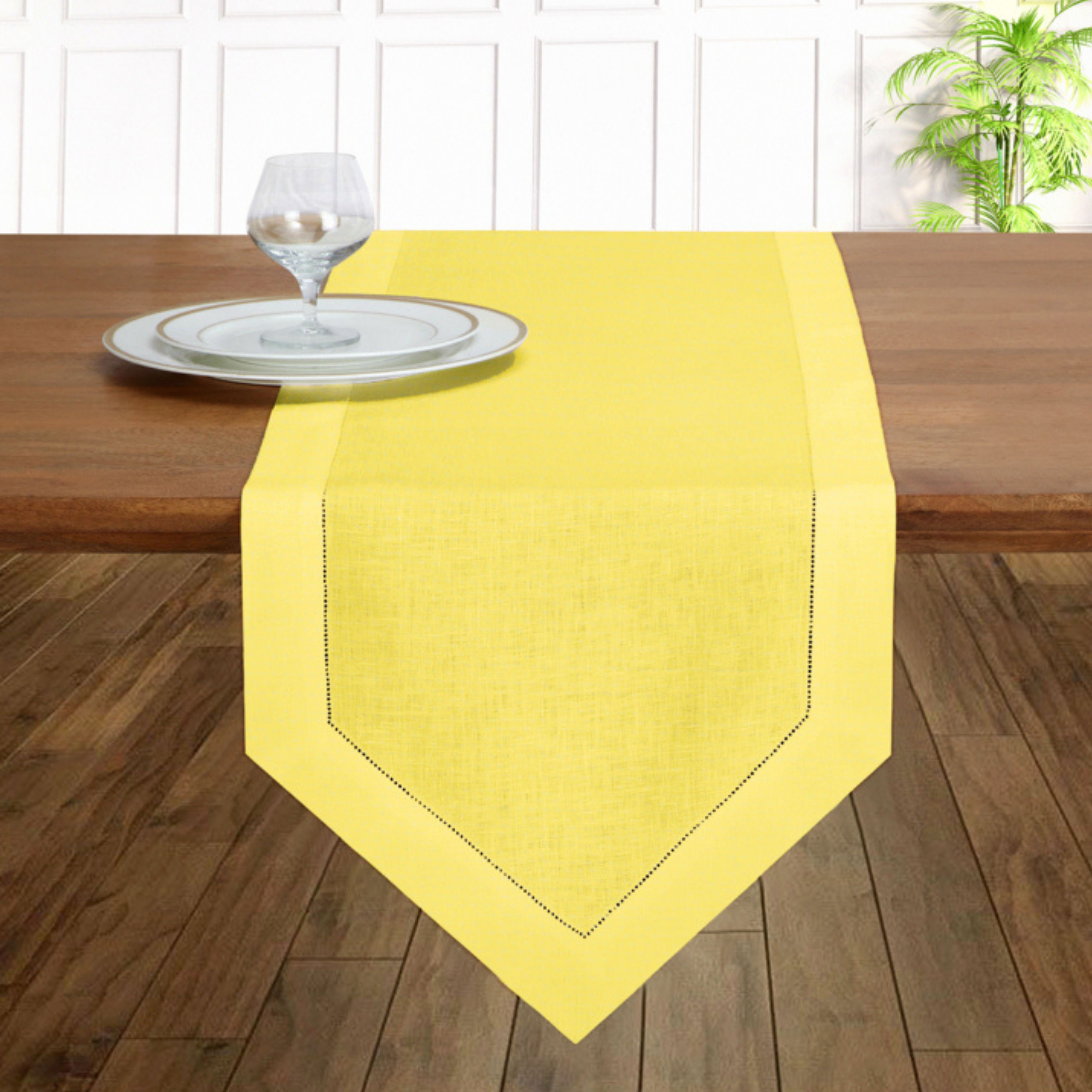 Gracie Oaks D'Moksha Homes Diamond Linen Table Runner | Wayfair