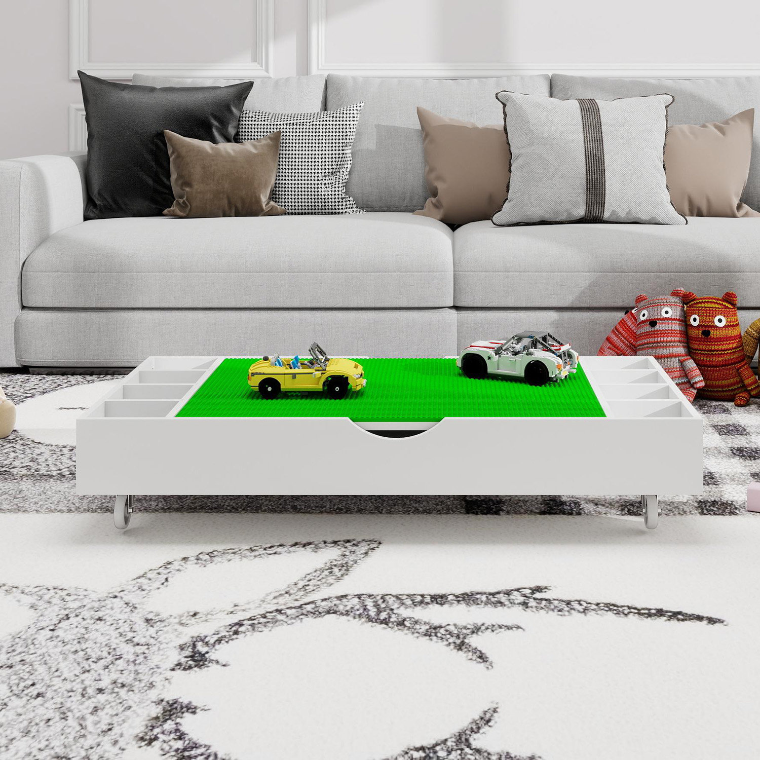 AZHAR'S ORIENTAL RUGS, INC. 2-in-1 Folding White Gaming Table, Lego Compatible, Suitable For ...