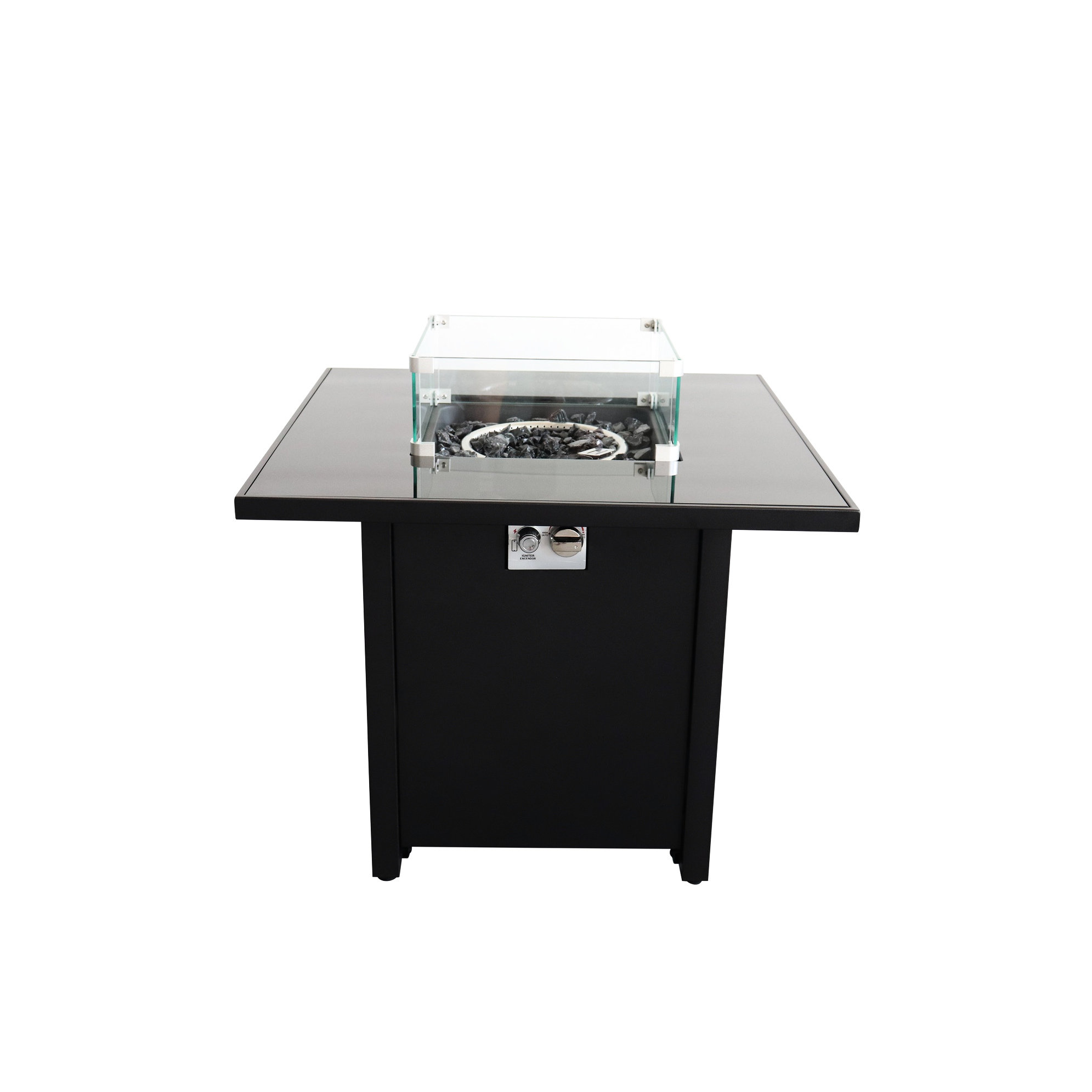 Latitude Run® 30"x25" Black Steel Outdoor Fire Pit, 40000 , With Lid ...