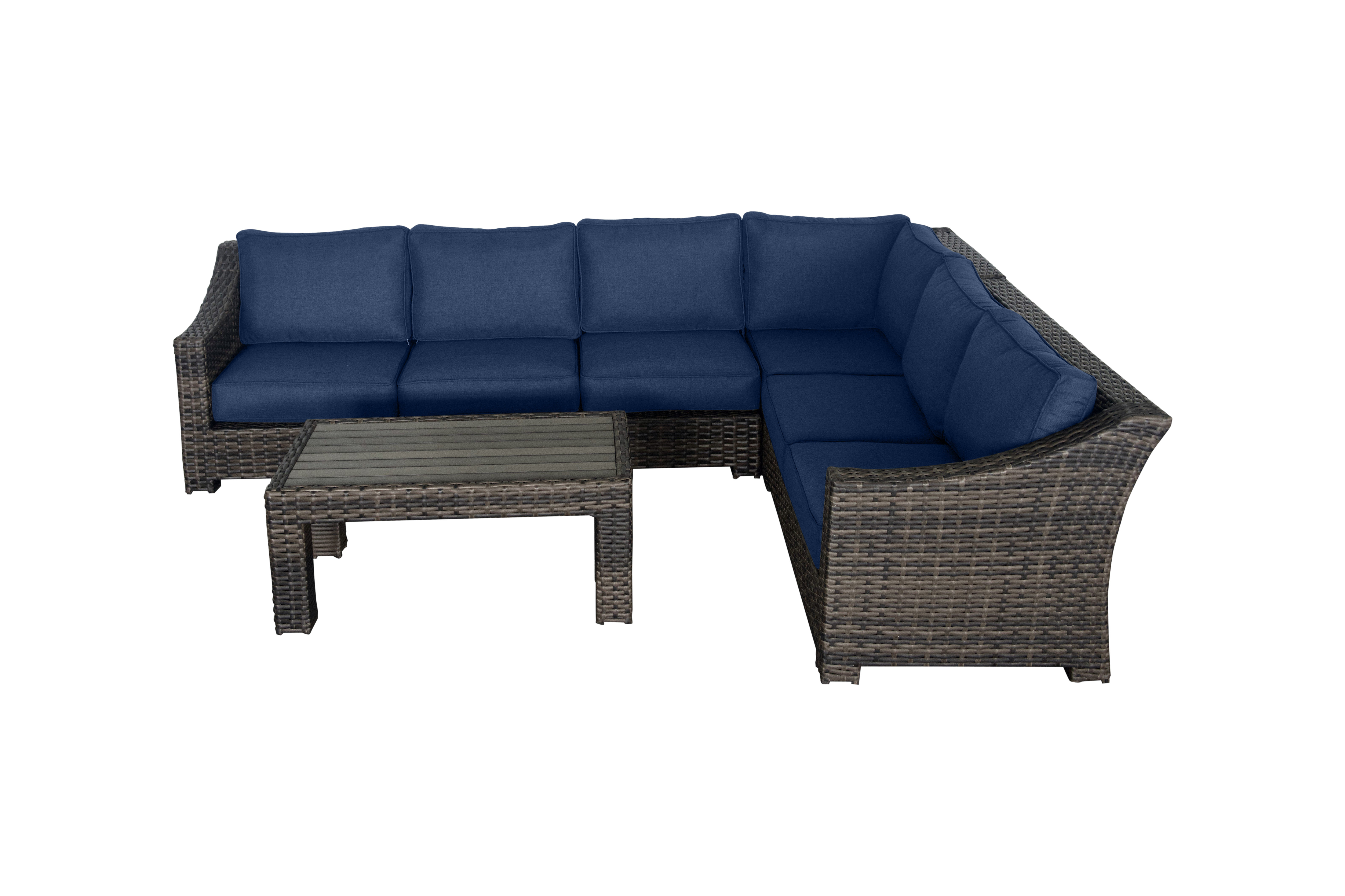 Brayden Studio® Donley Rattan Sectional Seating Group with Cushions ...