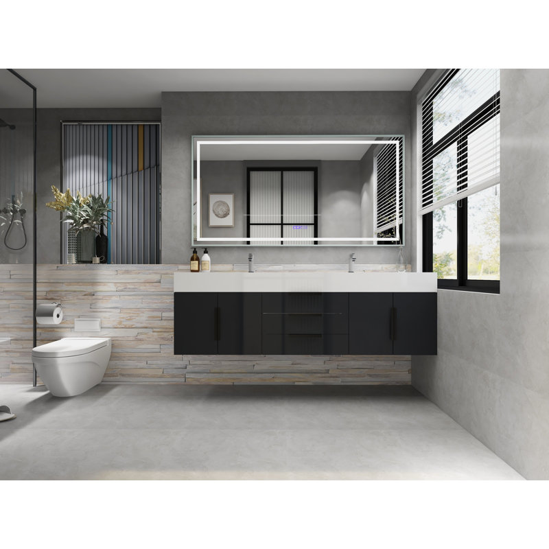 Latitude Run® Jessica 72'' Wall-Mounted Single Bathroom Vanity | Wayfair