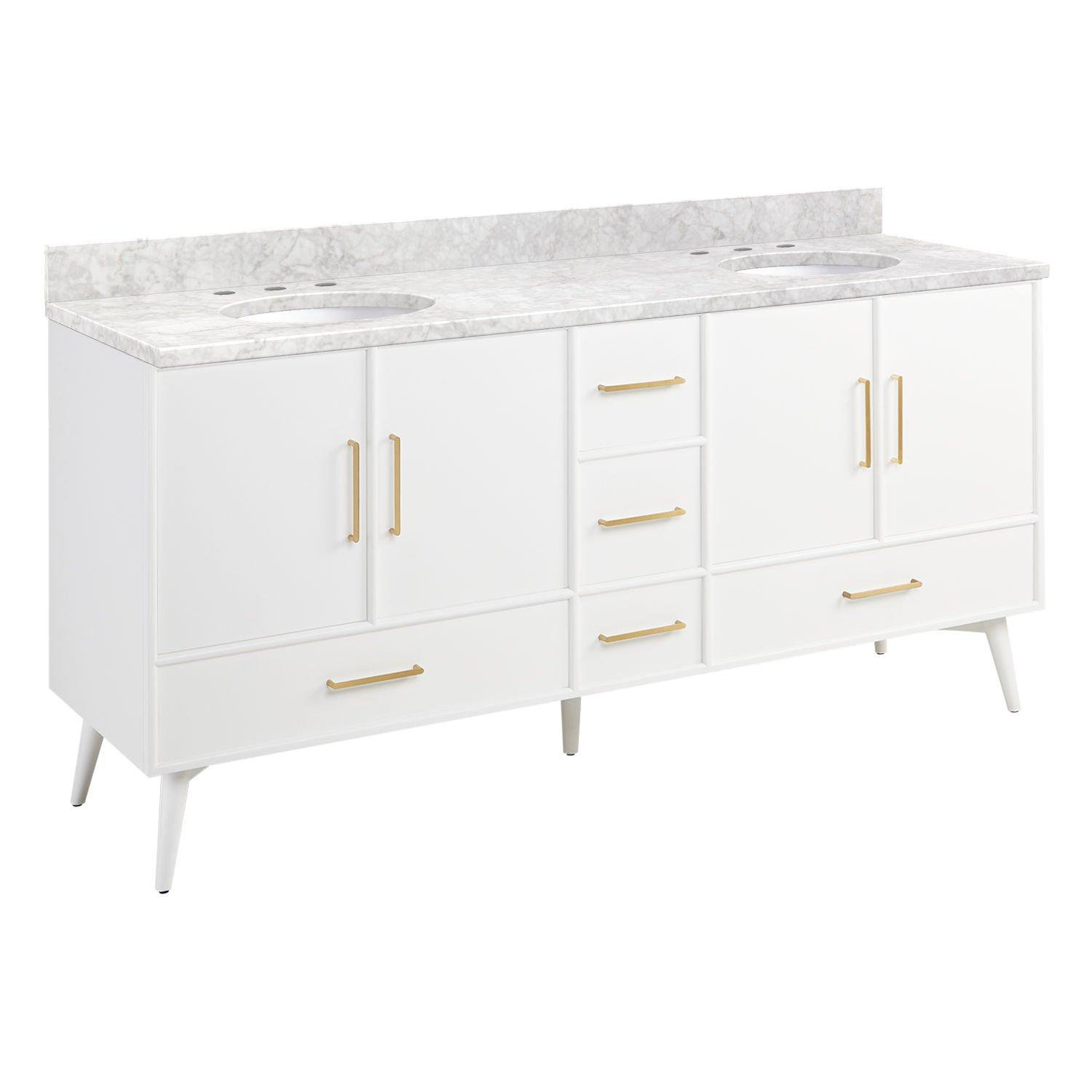 Signature Hardware 72" Novak Vanity with Undermount Sinks - Bright ...