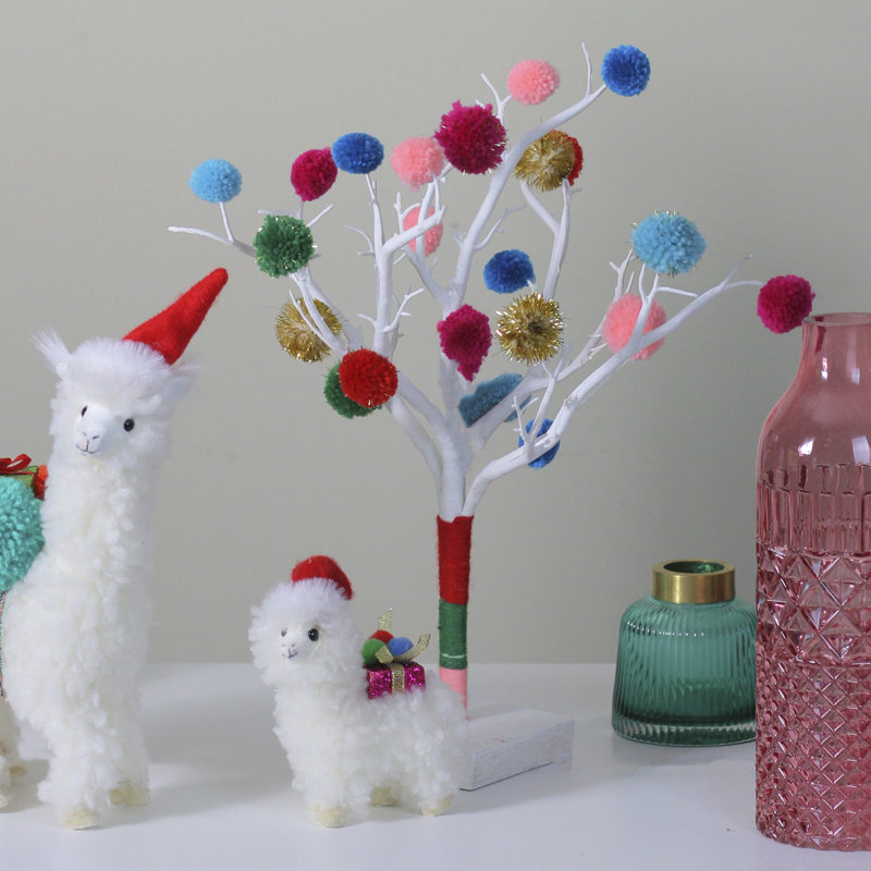 Northlight Seasonal 15" Multi-Color Christmas Cheer Pom Pom Twig Tree ...