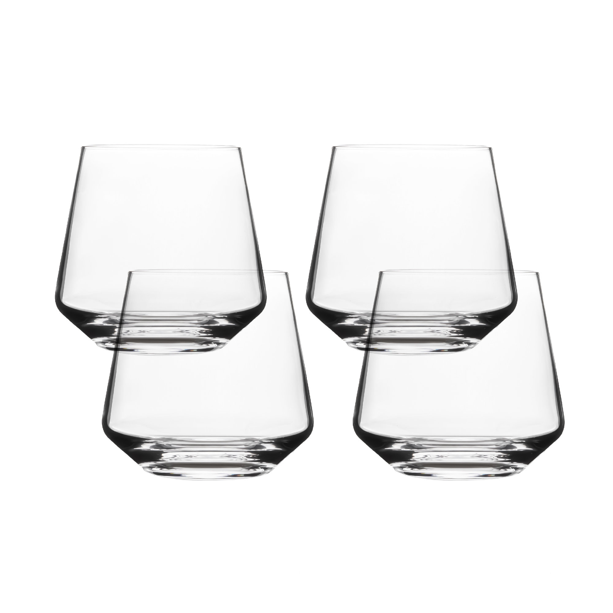 over&back Modern Mouth-Blown Glassware - Set of 4 Contemporary Stemless ...