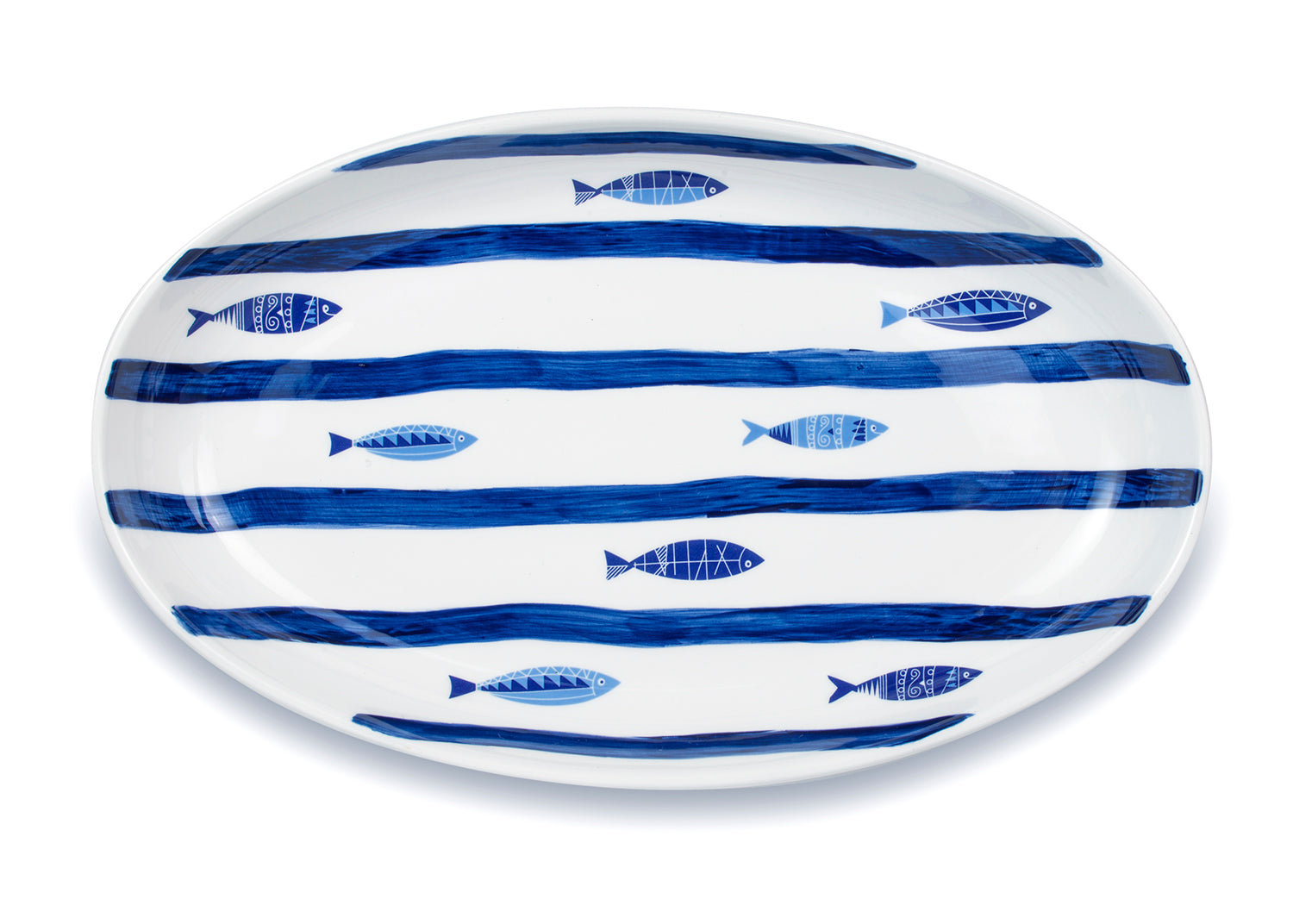 Euro Ceramica Mediterranean Sea Fish 15'' Oval Serving Bowl | Wayfair