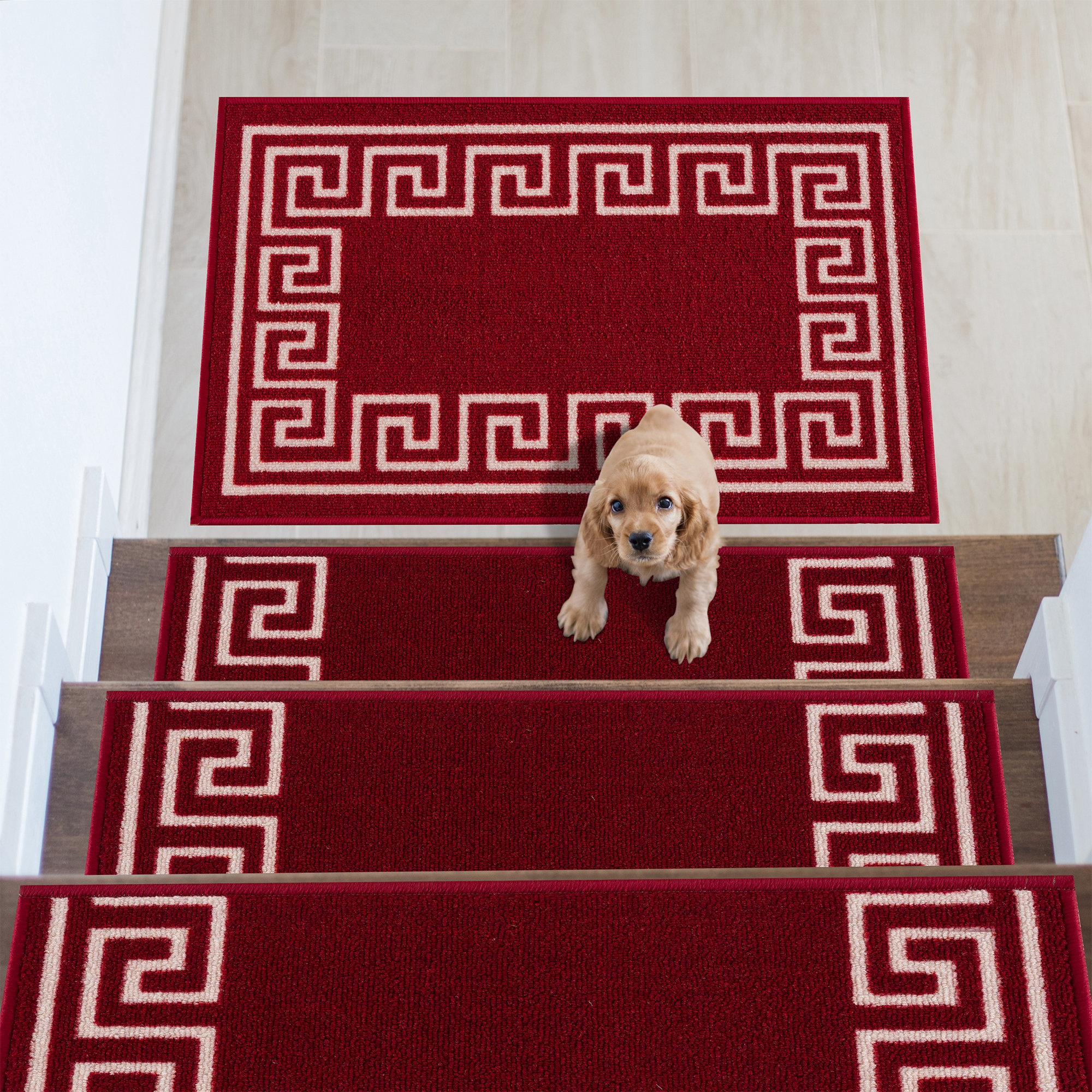 Everly Quinn Veneto Greek Key Design Slip Resistant Stair Tread ...