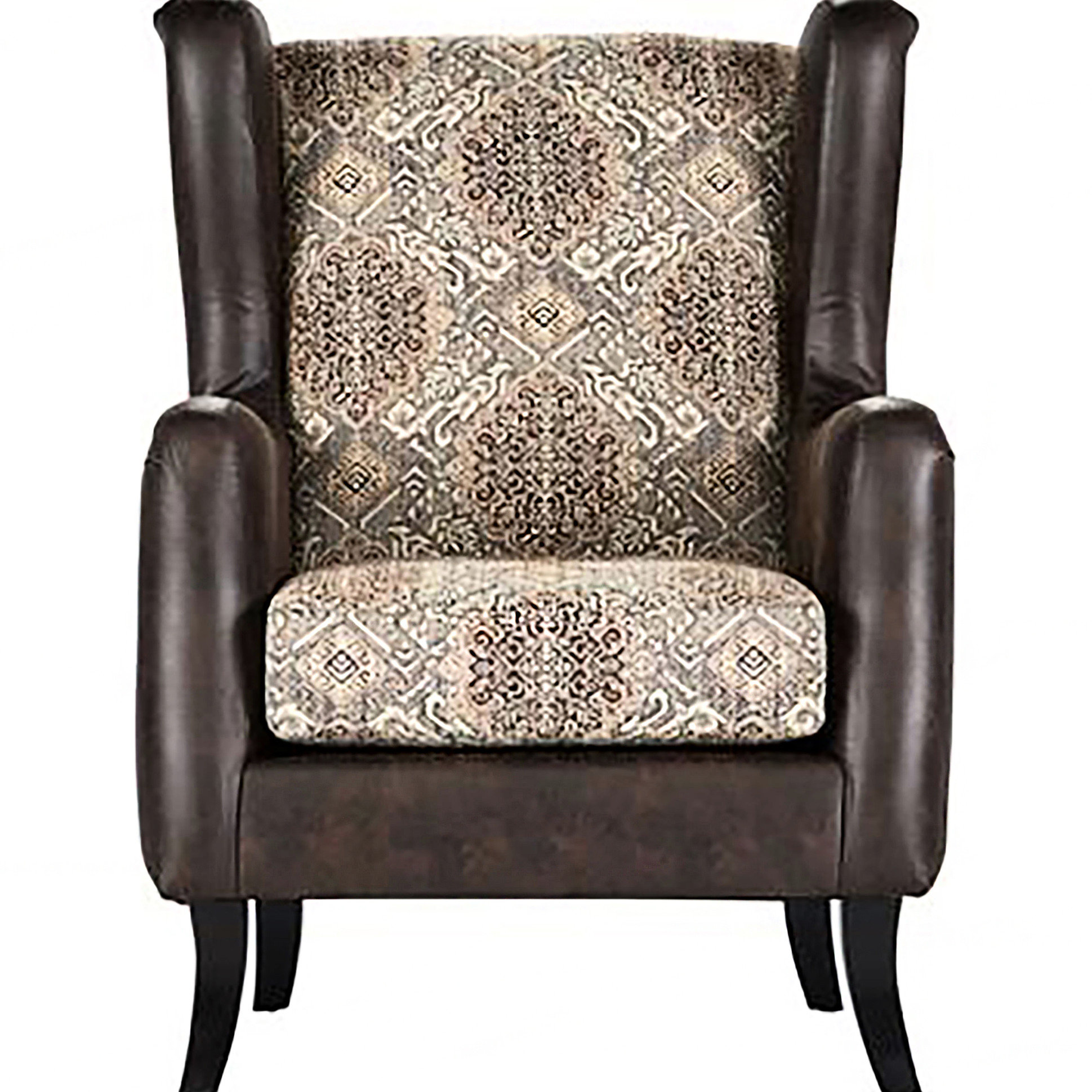 Wildon Home® Brown Upholstered Wingback Club Chair, Dramatic Profile ...
