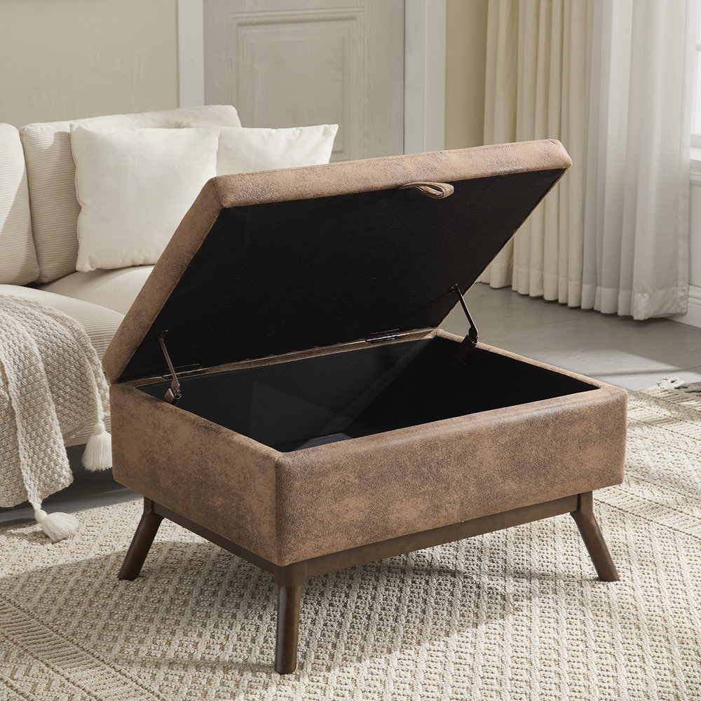 George Oliver Mid-century modern square coffee table storage bench ...