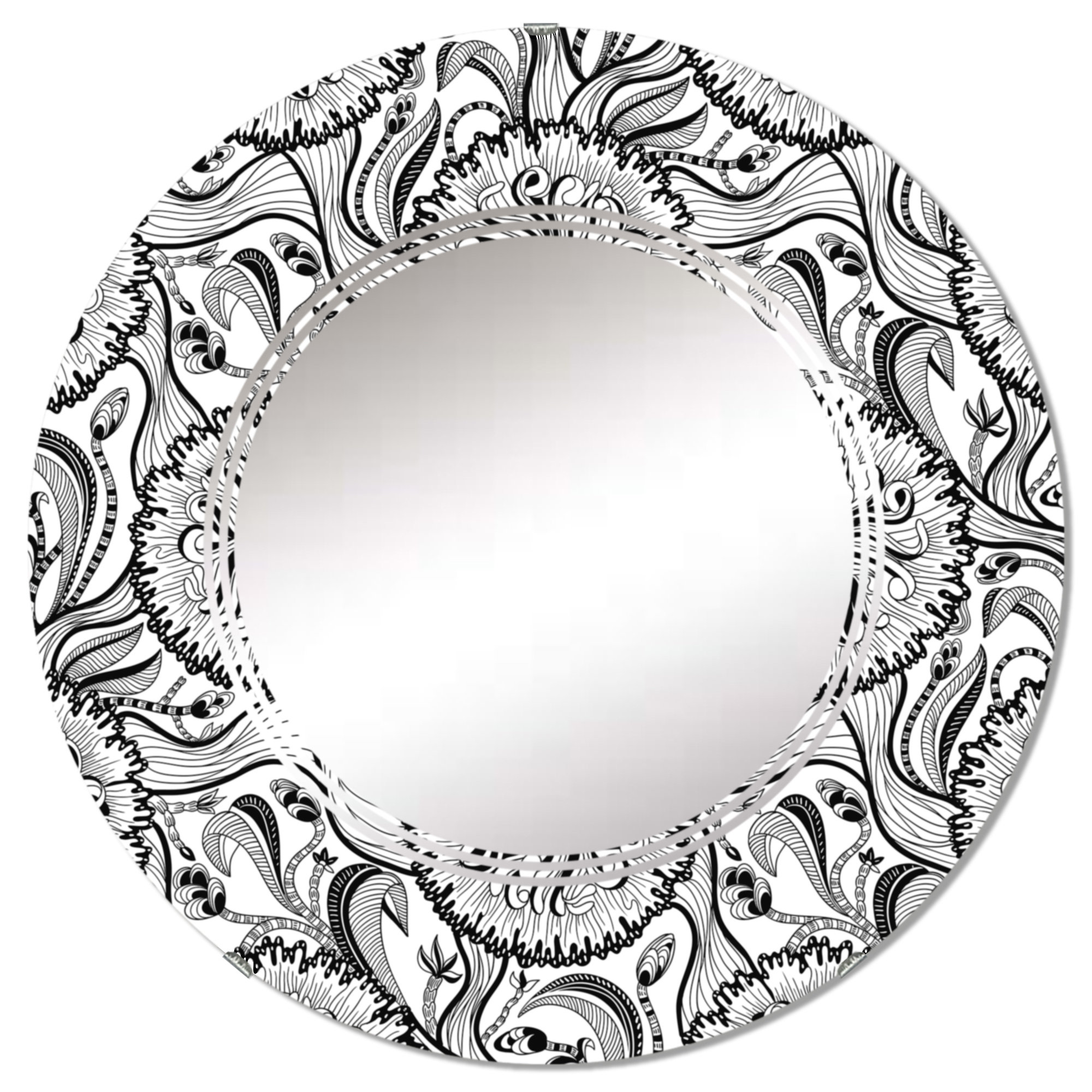 East Urban Home Monochrome Shapes III - Patterned Wall Mirror Round ...