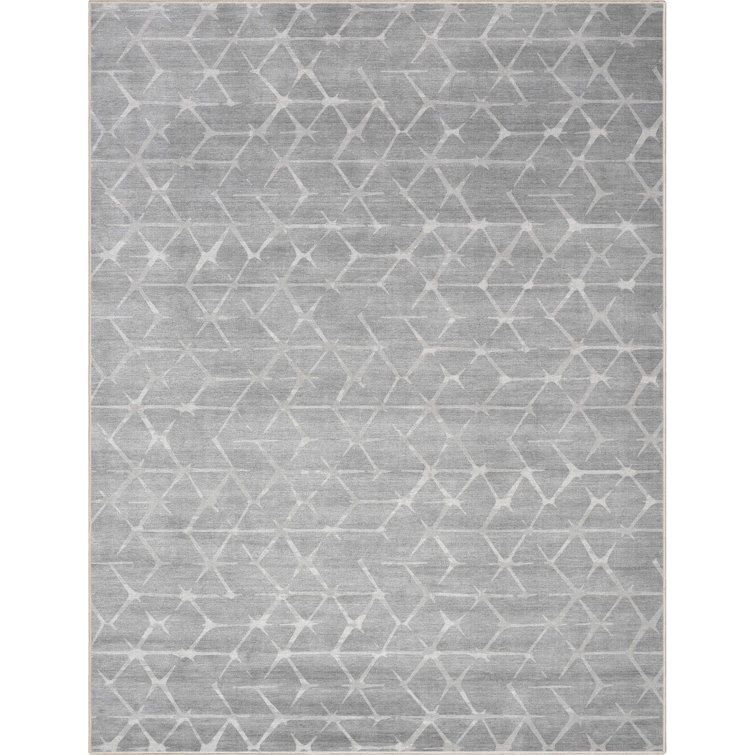 17 Stories Nuzzo Kintsugi Modern Geometric Flat-Weave Gray Area Rug ...