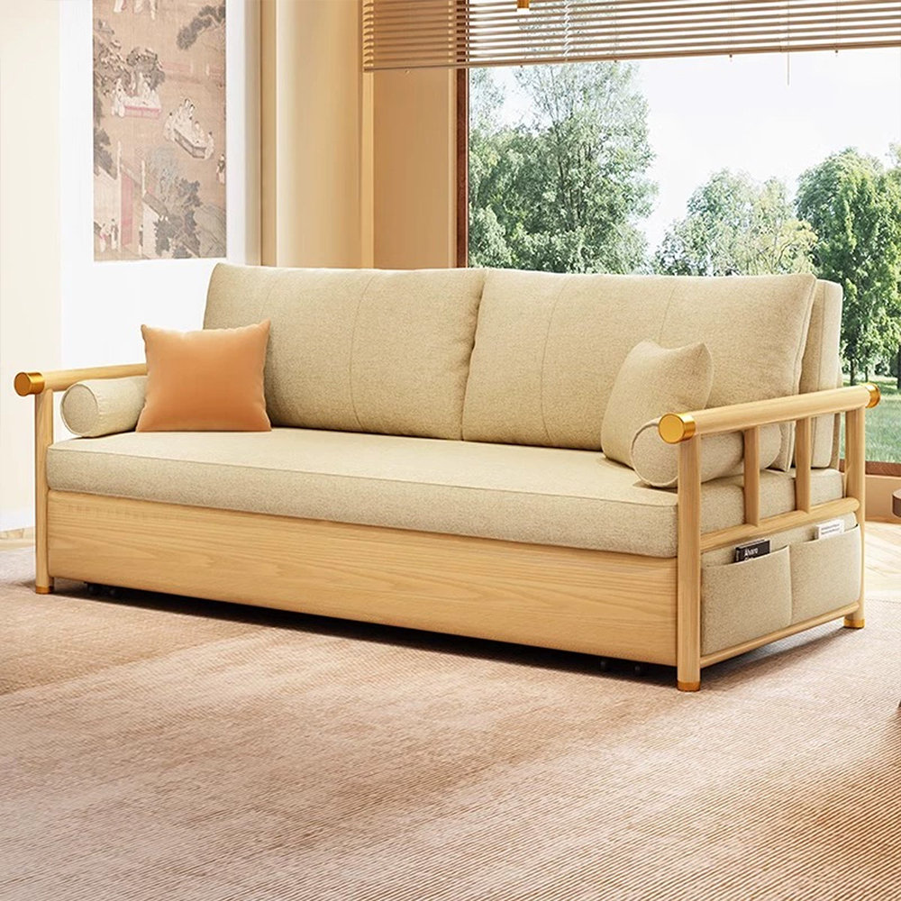 Hokku Designs Rice apricot color Cotton and linen Standard Sofa bed ...