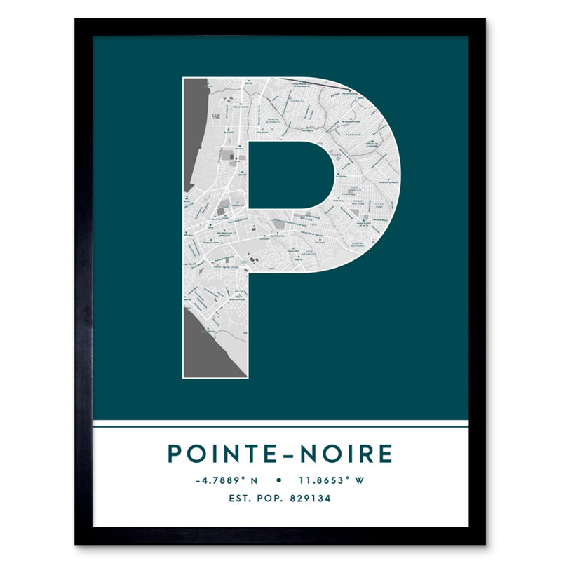 Wee Blue Coo Pointe-Noire City Map Pointe-Noire Teal by Wee Blue Coo ...