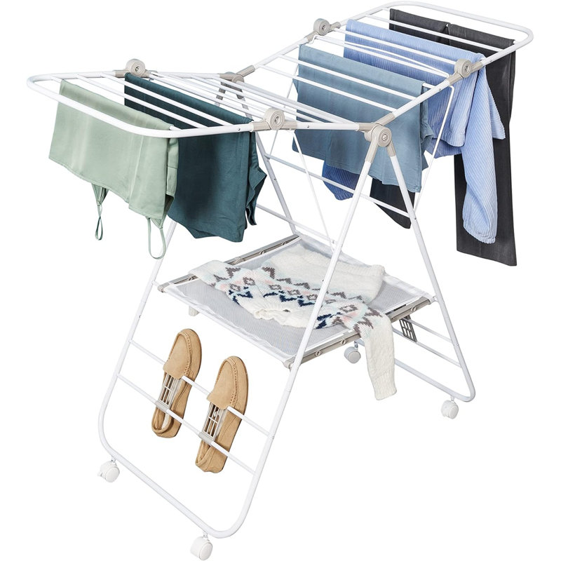 Rebrilliant Folding Wing Clothes Dryer, With Wheels White, 50 Lbs | Wayfair