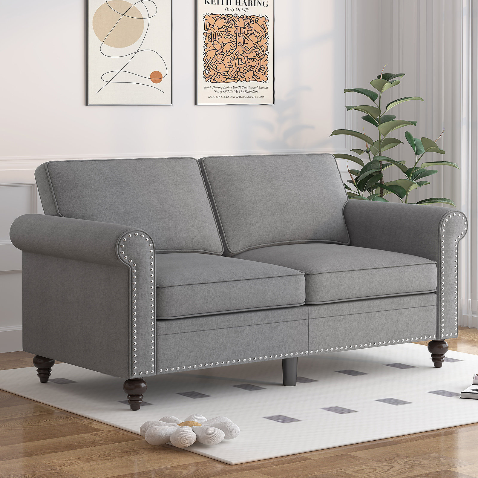 Charlton Home® Loveseat Sofa Couches For 2, Small Couch Upholstered ...