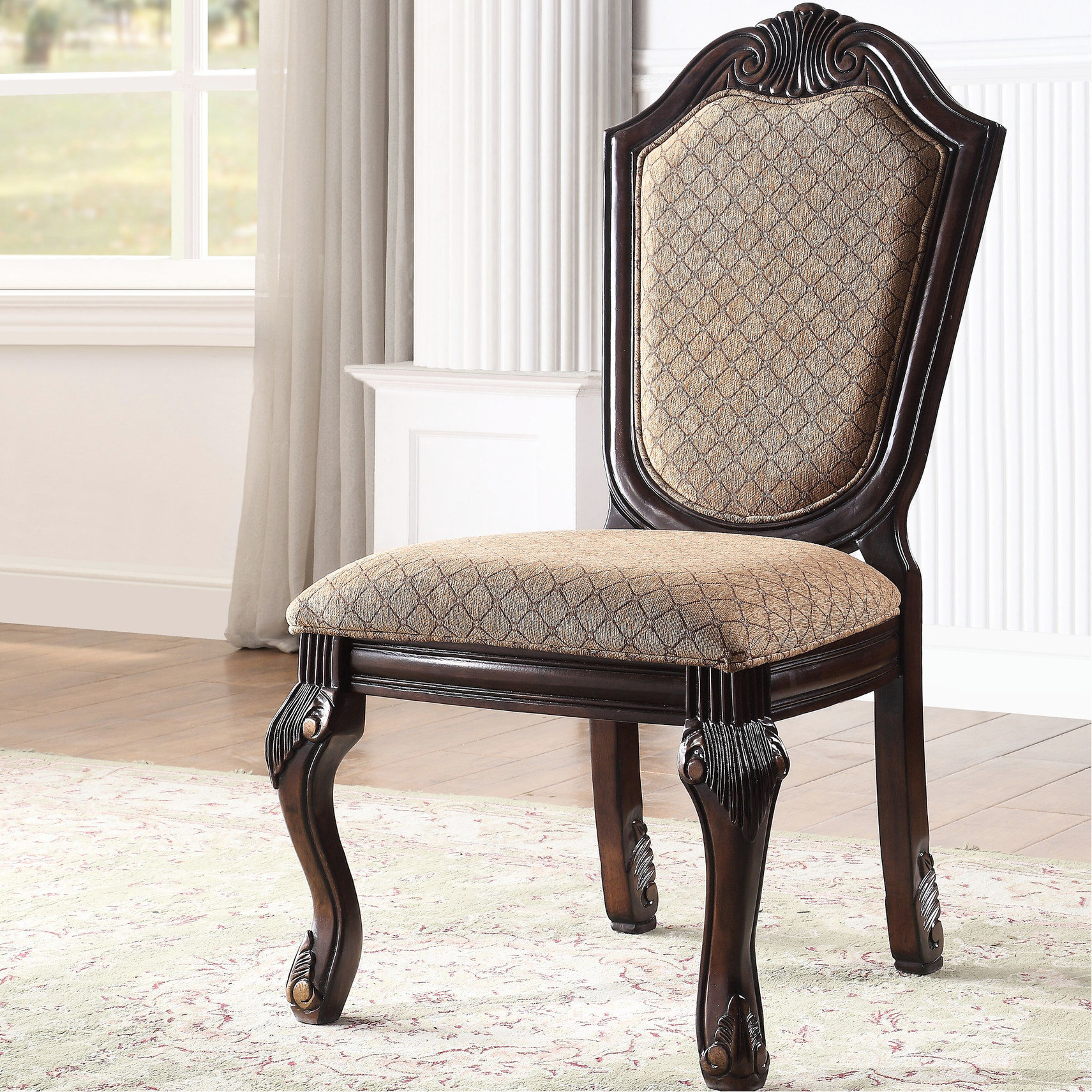 Bloomsbury Market 2 Beige Dining Chairs - Traditional Solid Back, Welt ...
