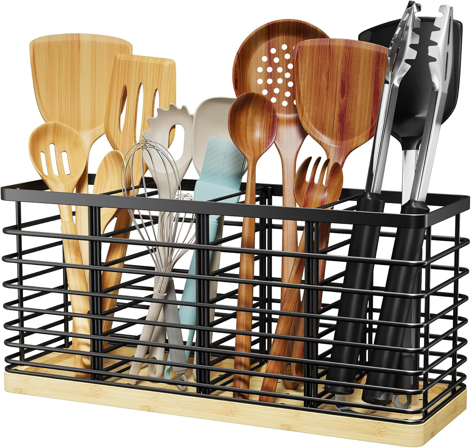 17 Stories Extra Large Kitchen Utensil Holder With 4 Compartments For ...
