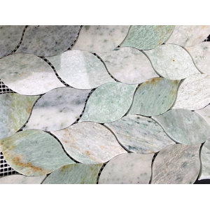 ES Stone 4" x 2" Ming Green Leaf Pattern Marble Novelty Mosaic Tile ...