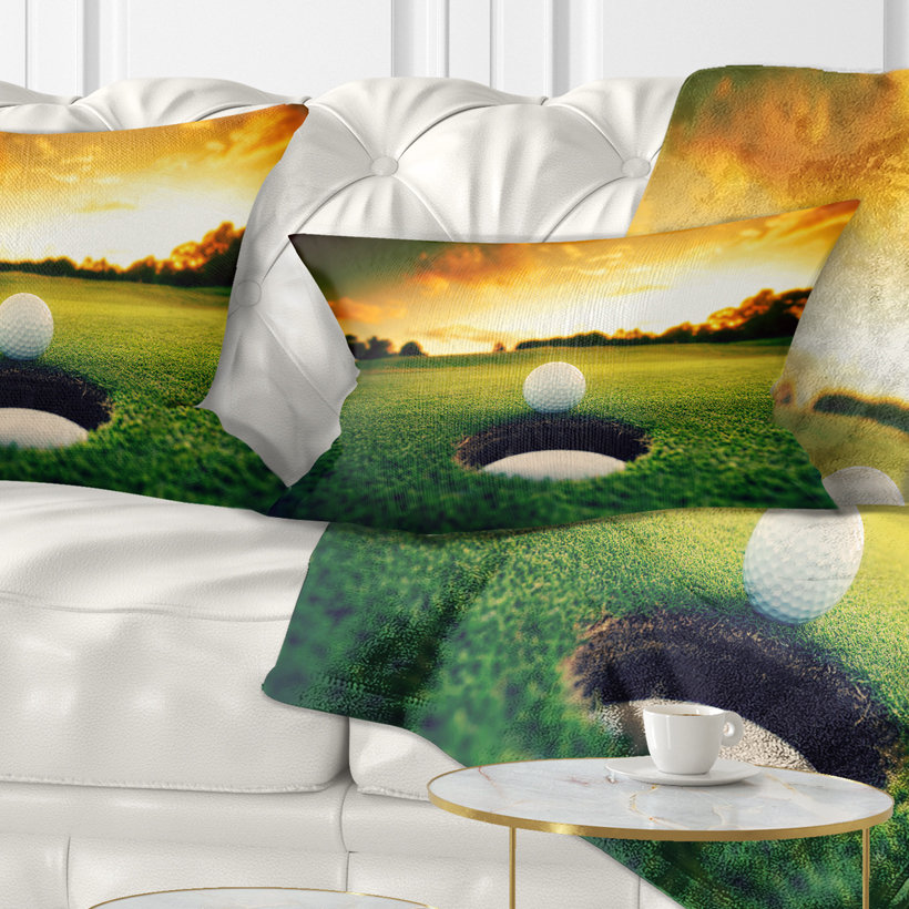 Design Art Printed Golf Ball Near Hole Lumbar Pillow | Wayfair