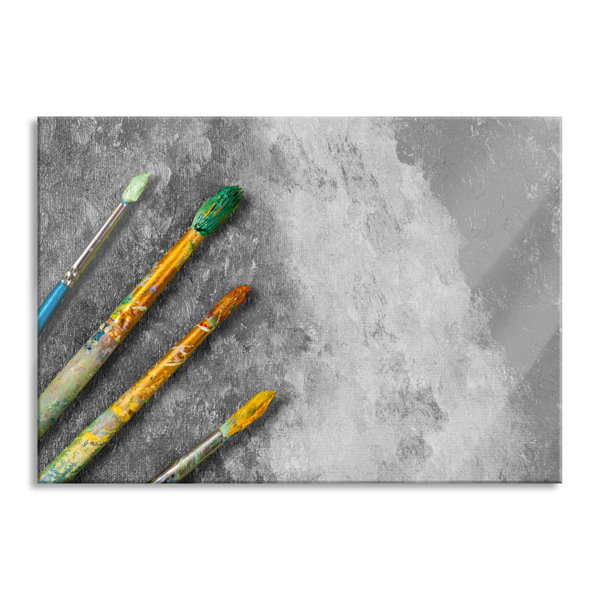 17 Stories Yellow Brush And Picture - No Frame Painting on Glass ...