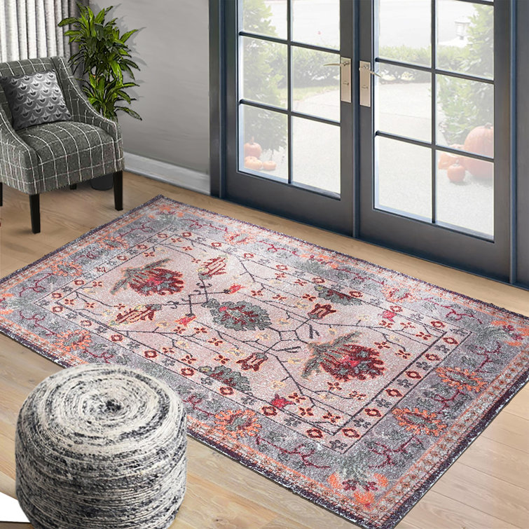 Bungalow Rose Flatweave Floral Rug | Wayfair