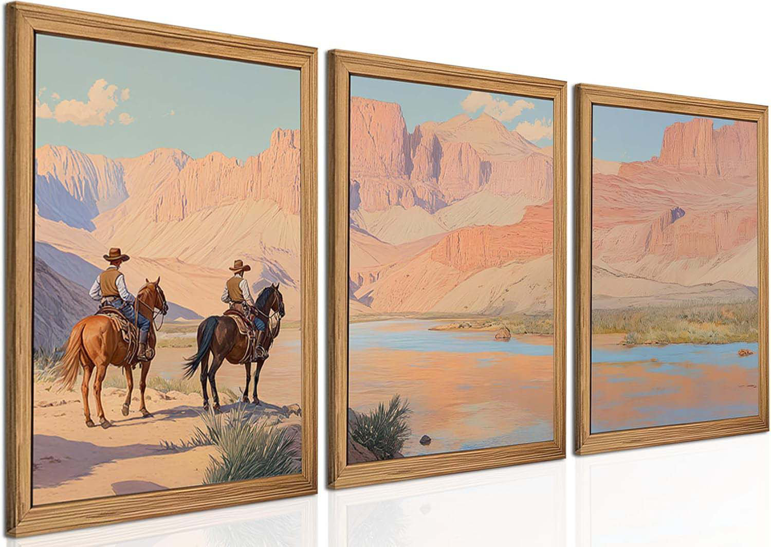 One Allium Way® Framed Western Cowboy Canvas Wall Art Set Of 3 ...