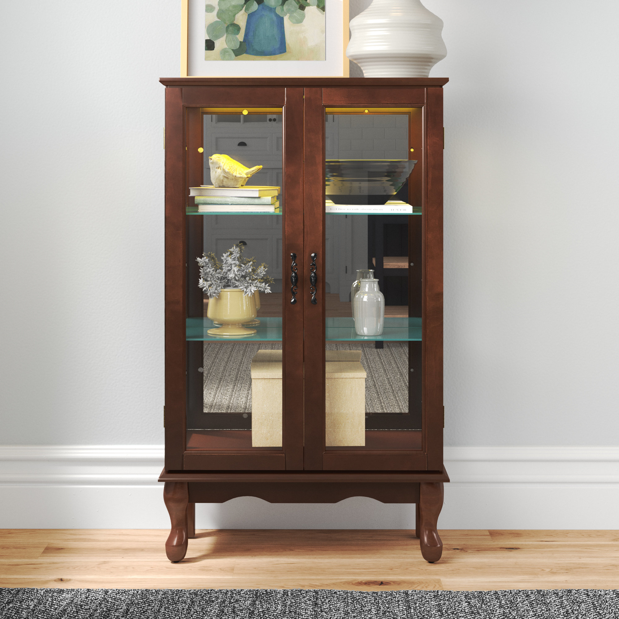 Three Posts™ Kleinschmidt Curio Cabinet Lighted Curio Display Cabinet ...